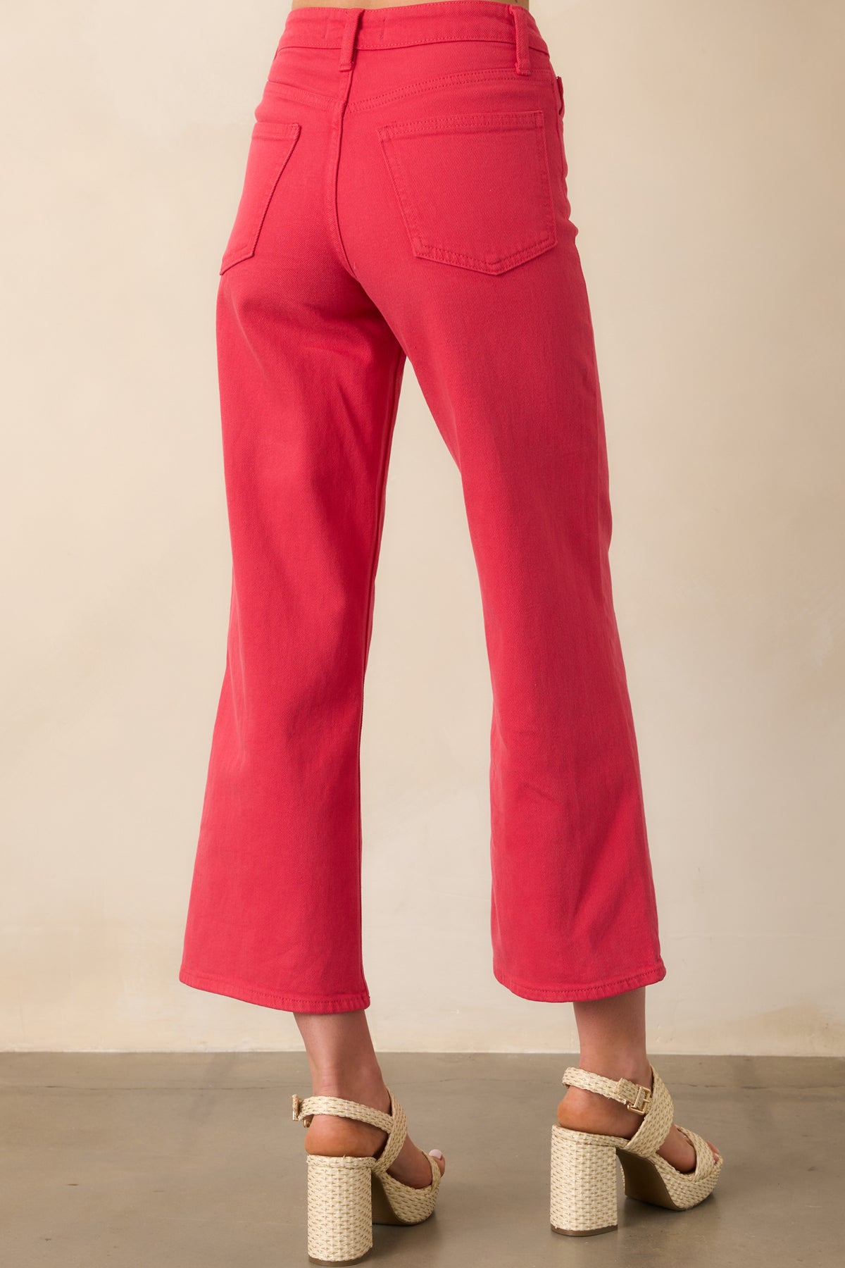 Red Cropped Wide Leg Jeans - All Denim | Red Dress