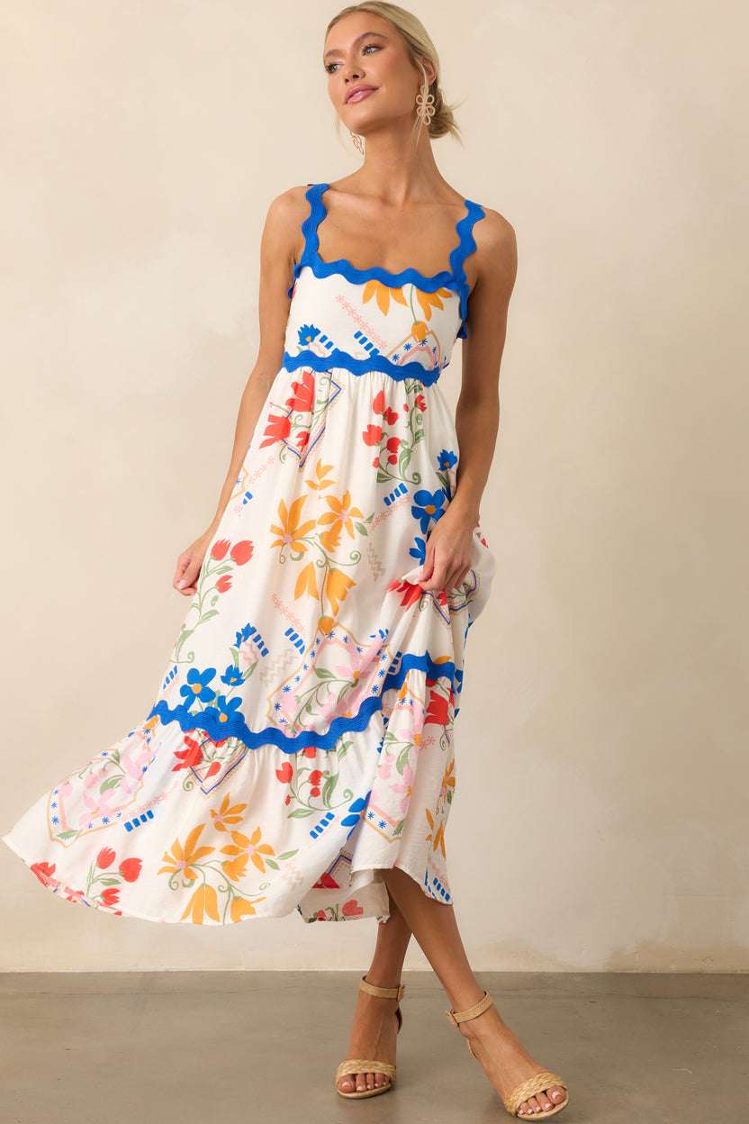 Ivory Floral Patchwork Maxi Dress - Vacation Dresses | Red Dress