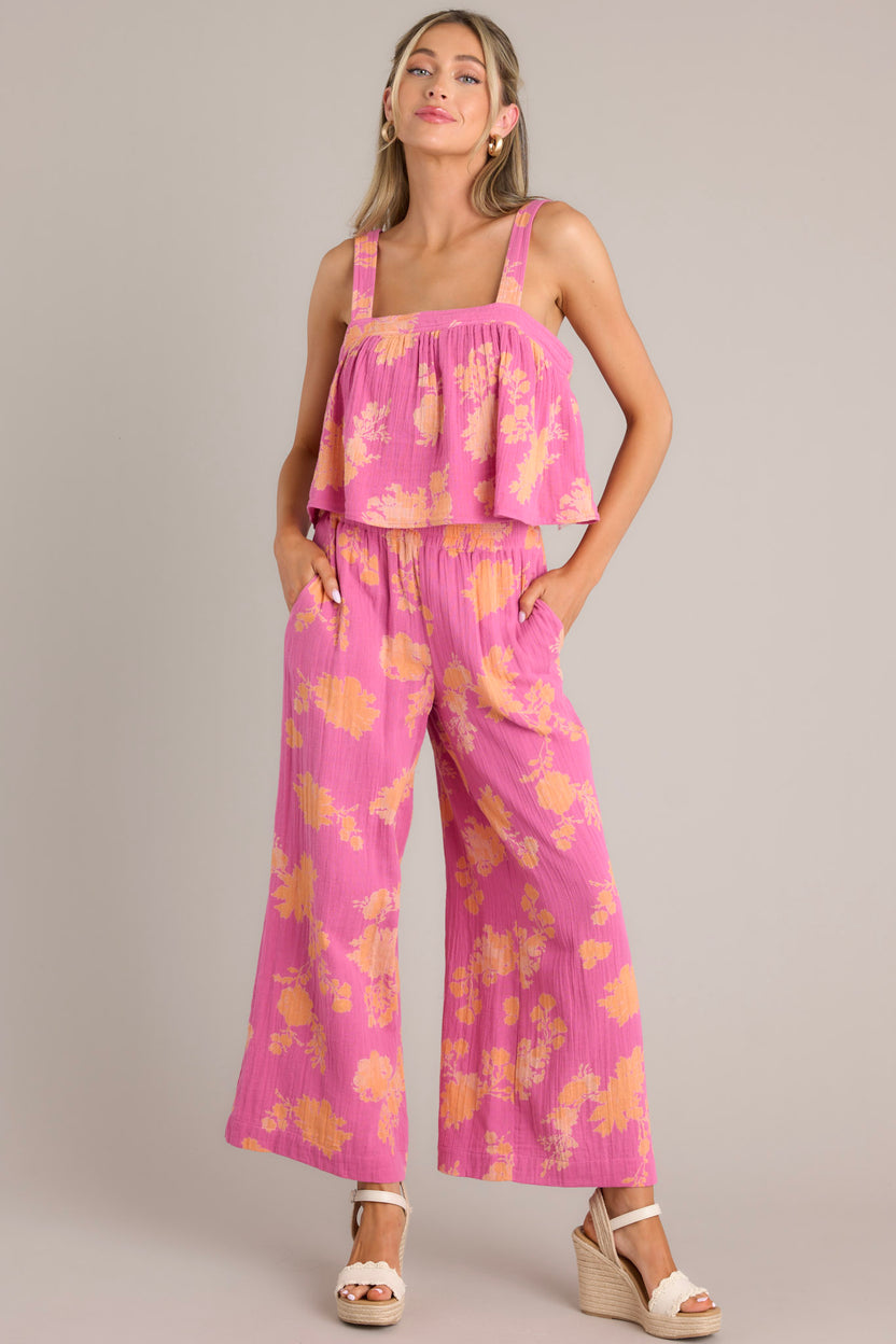 Z-Supply Dorean Sunshine Raspberry Sorbet Floral Top | Red Dress