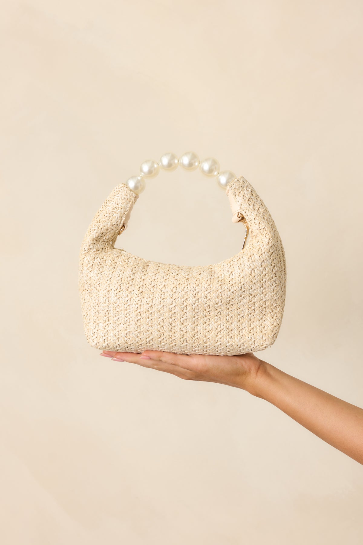Natural Ivory & Pearl Rattan Handbag - All Handbags | Red Dress