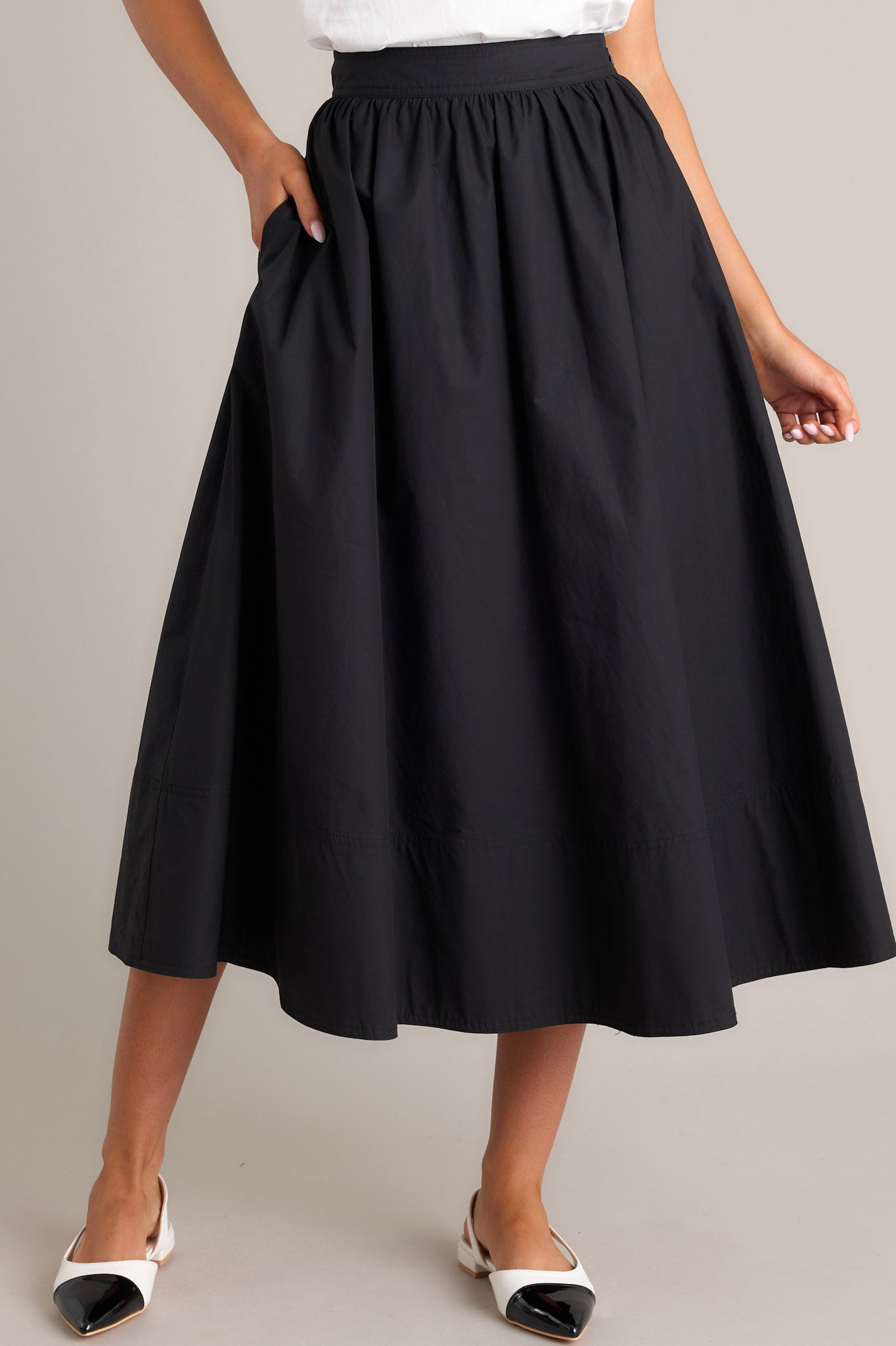 Black 100% Cotton Midi Skirt - All Skirts | Red Dress