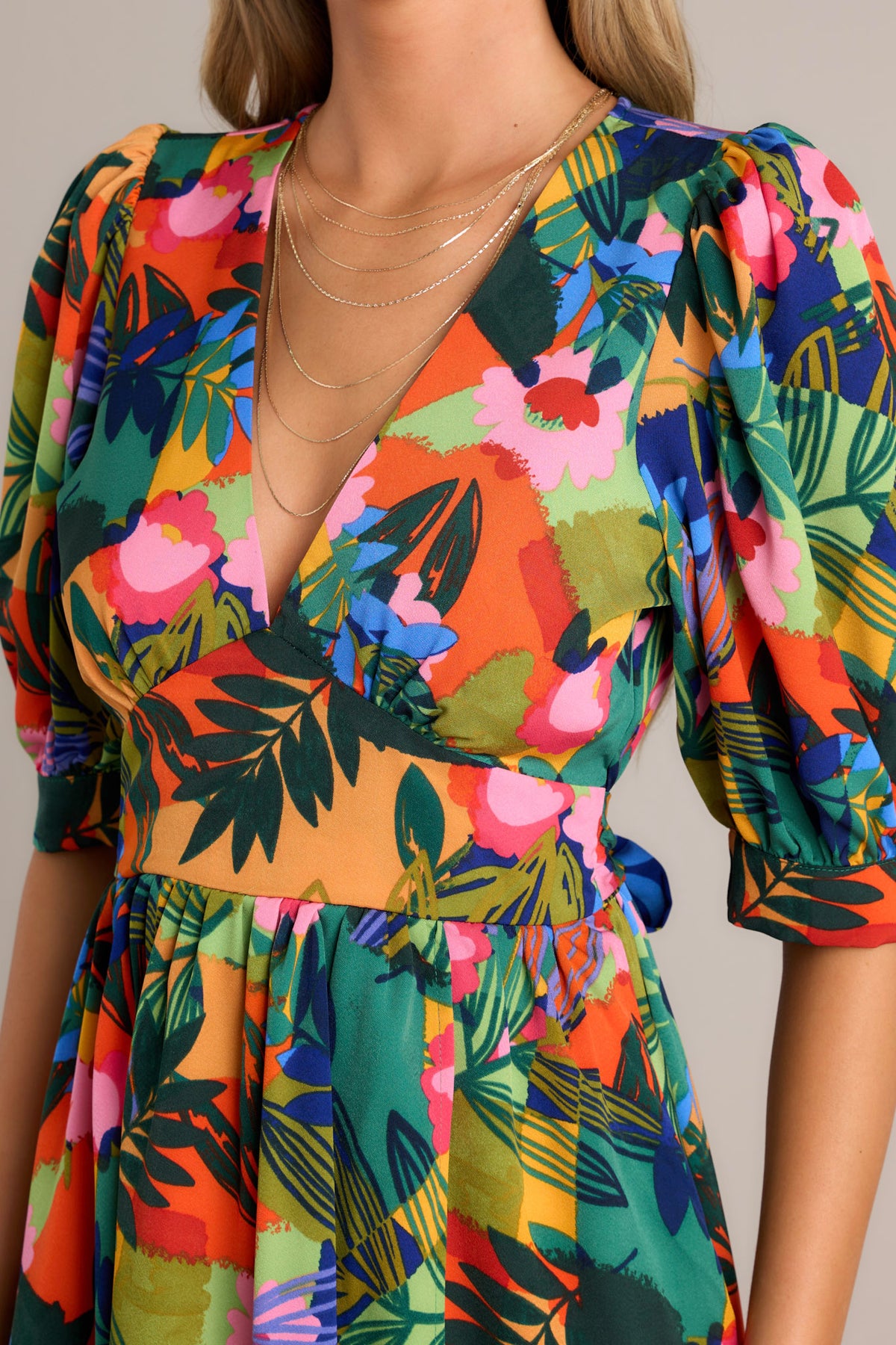 Green Multi Tropical Print Maxi Dress - All Dresses | Red Dress