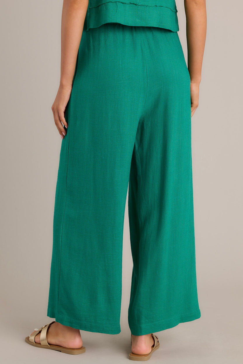 Linen Blend Green Wide Leg Pants - All Pants | Red Dress
