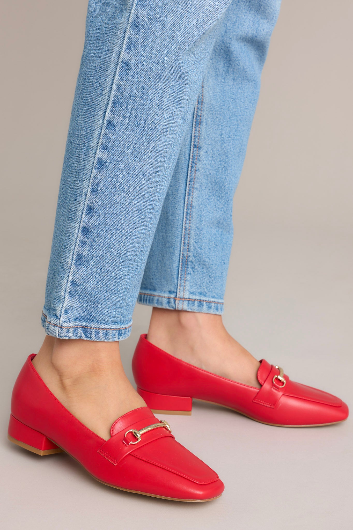 Red Vegan Leather Loafers - All Shoes | Red Dress