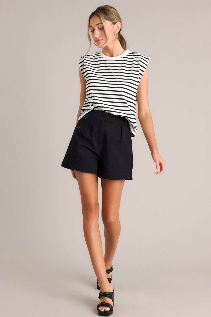 White Stripe Cap Sleeve Top - All Tops | Red Dress