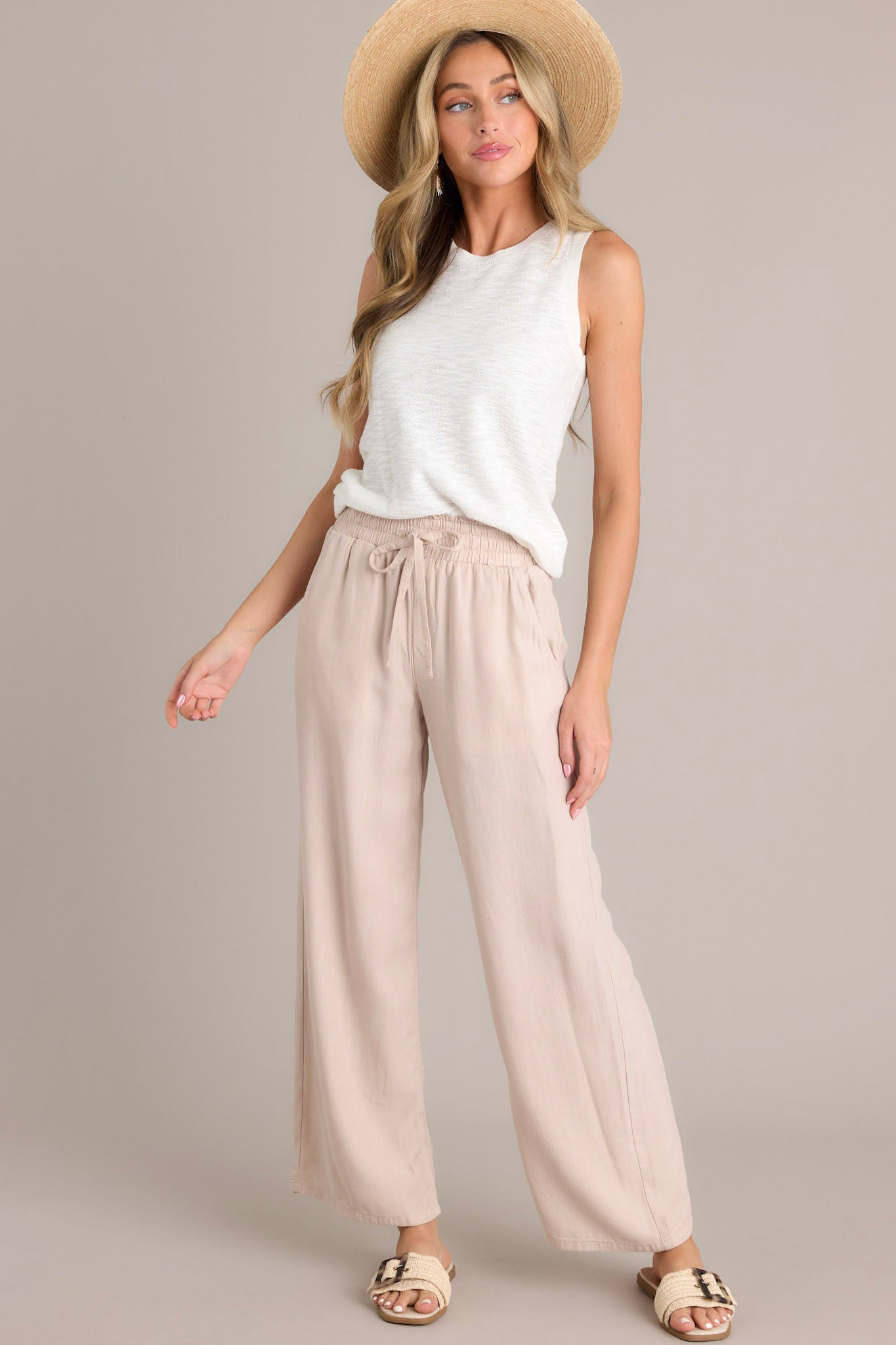 Ivory Cotton Tank Top - All Tops | Red Dress