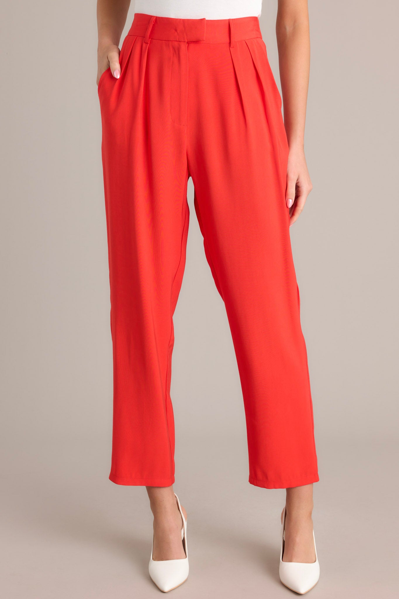 Office Appropriate Tomato Red Pants - All Pants | Red Dress