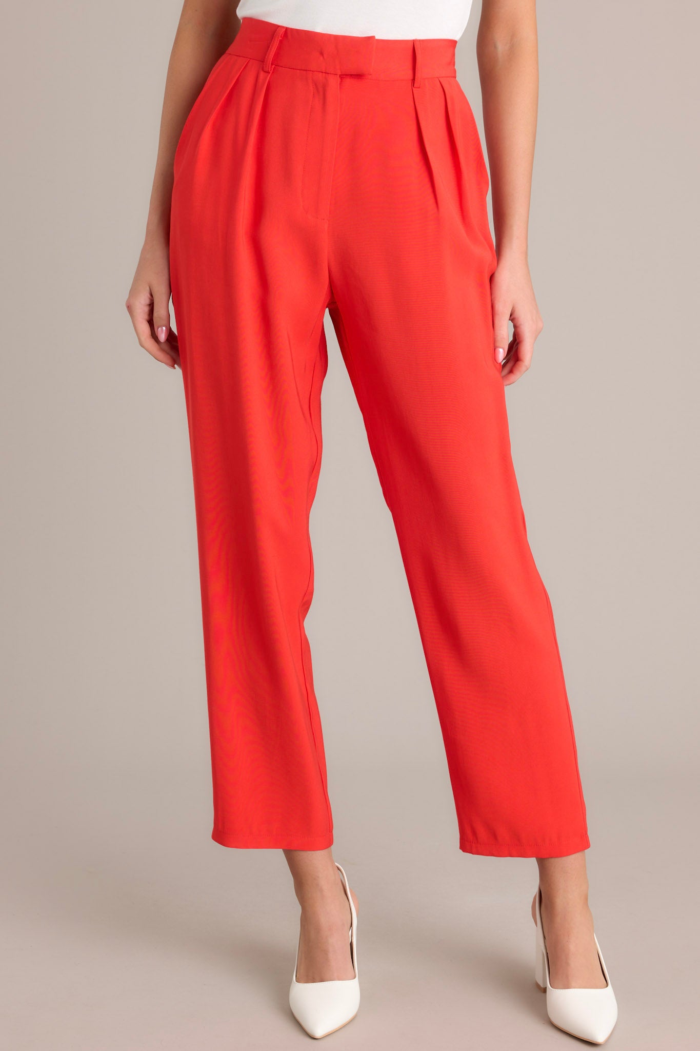 Office Appropriate Tomato Red Pants - All Pants | Red Dress