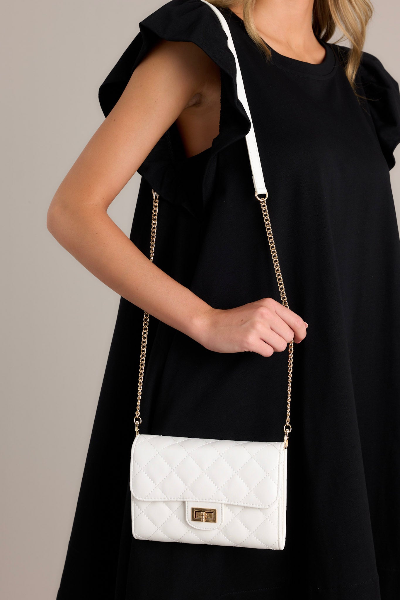 White Quilted Handbag - All Handbags | Red Dress