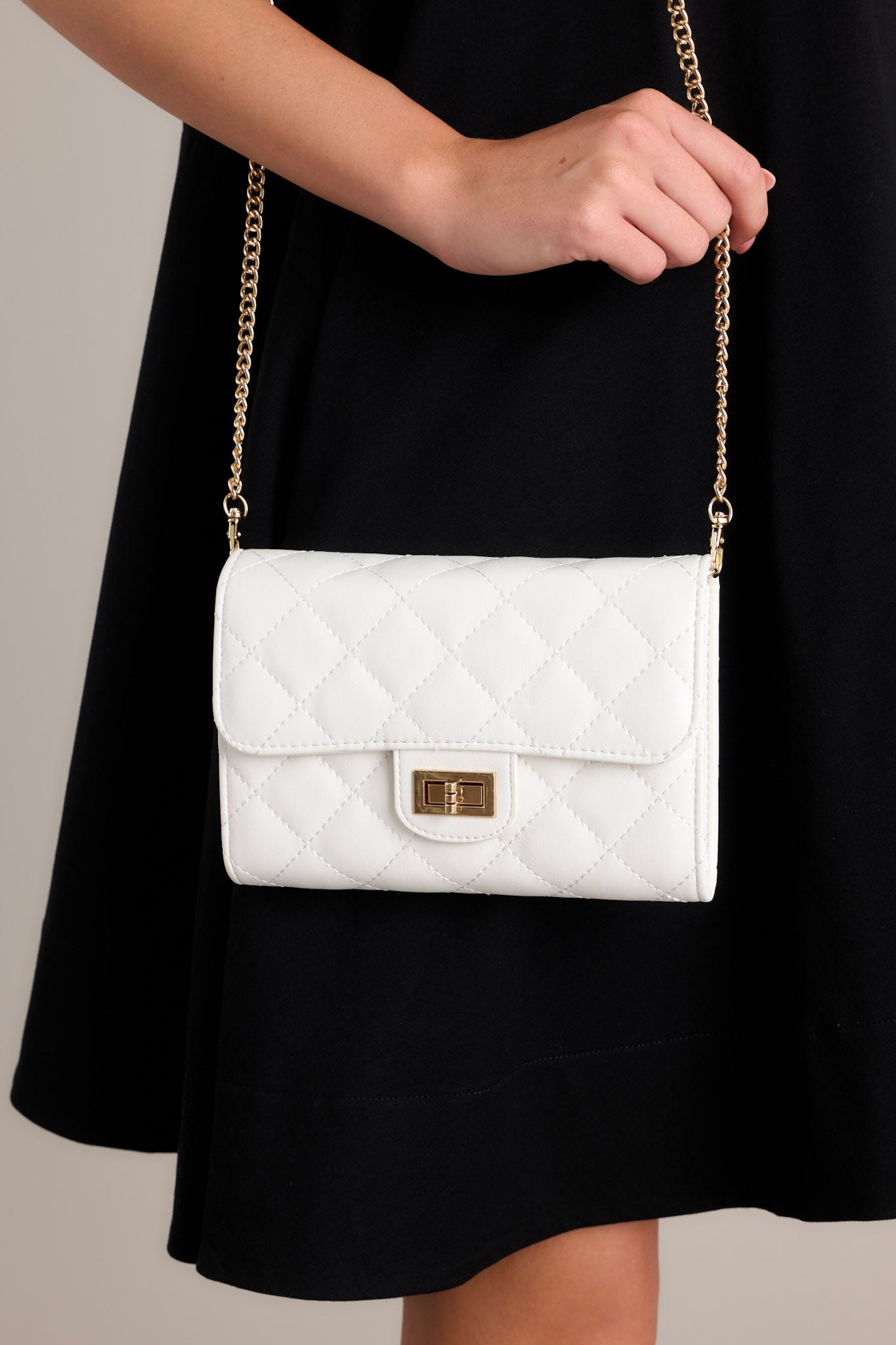 White Quilted Handbag - All Handbags | Red Dress