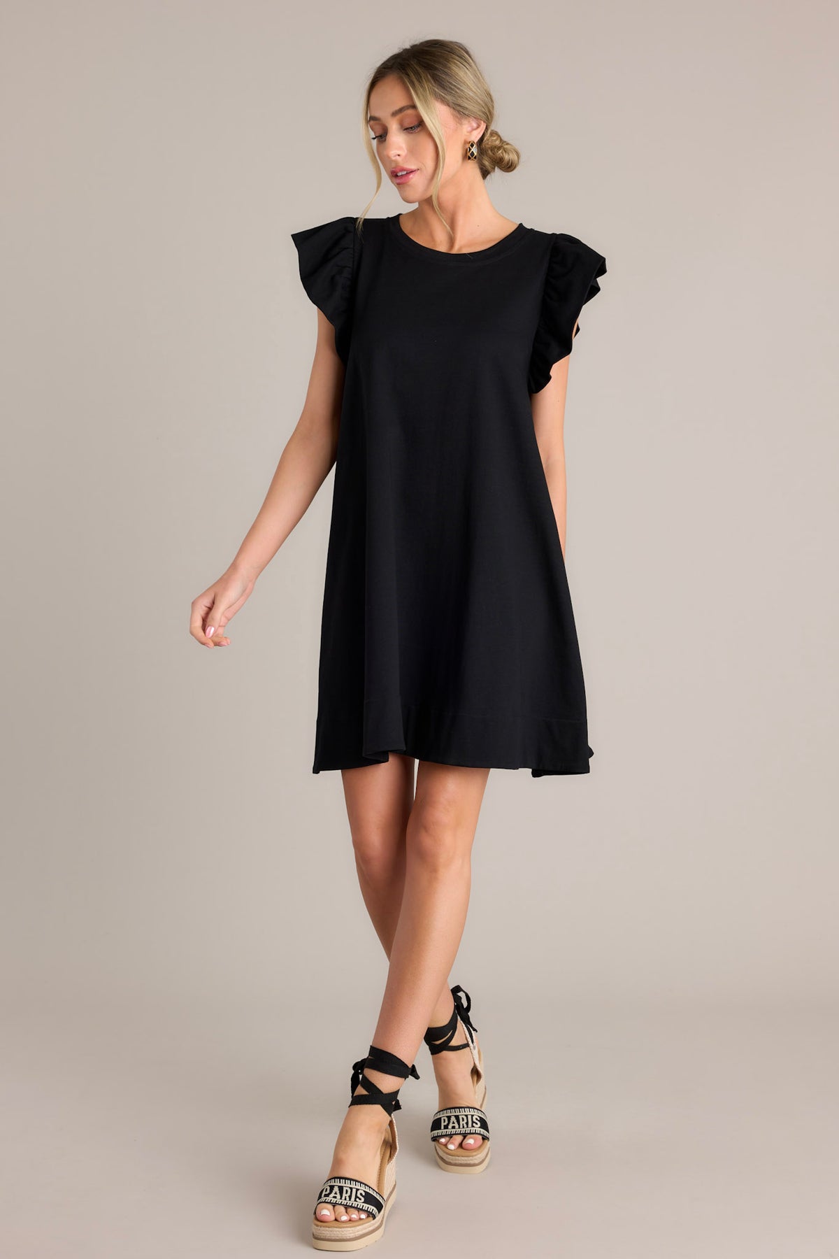 100% Cotton Black Mini Dress