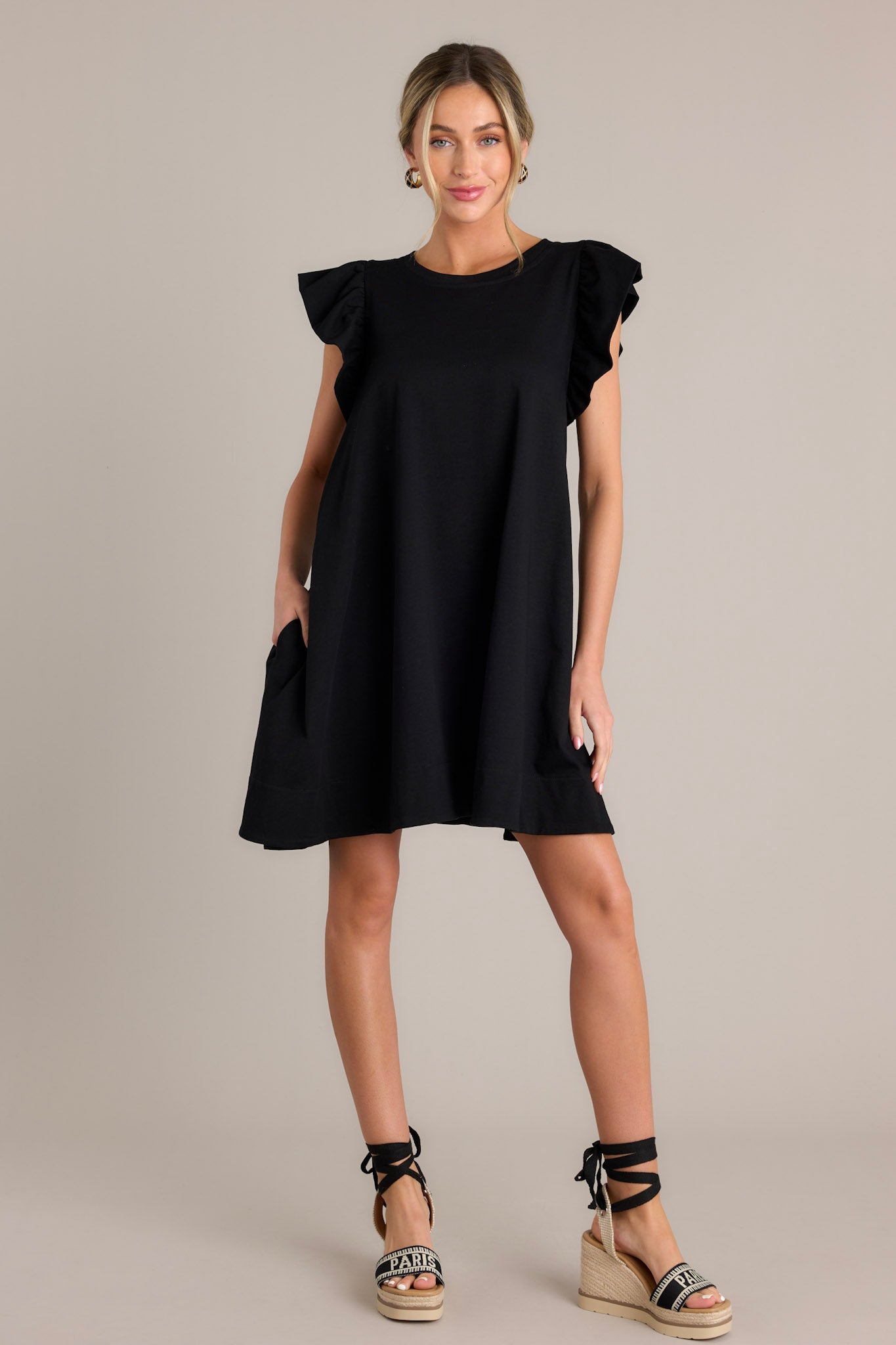 100% Cotton Black Mini Dress