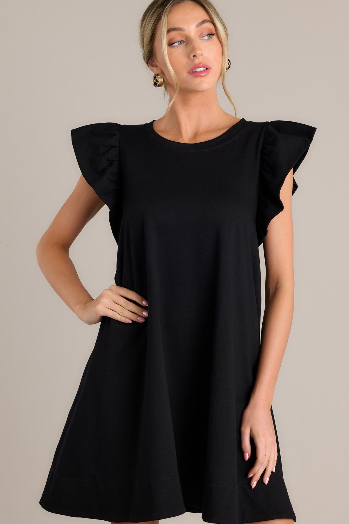100% Cotton Black Mini Dress