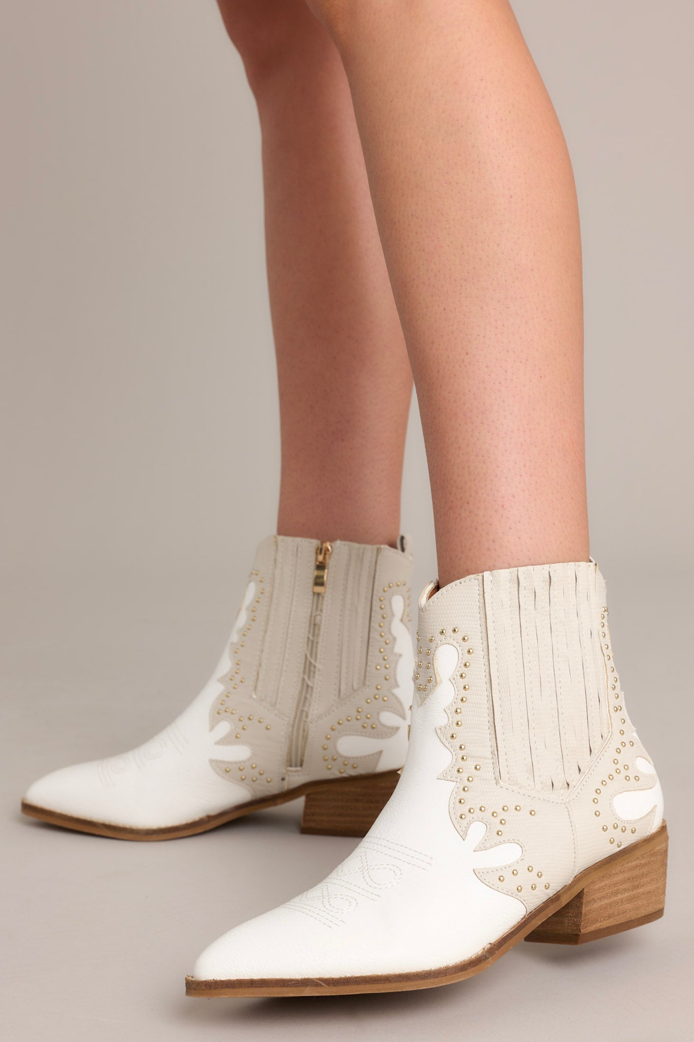 Ivory Western Boots - Shoes | Red Dress