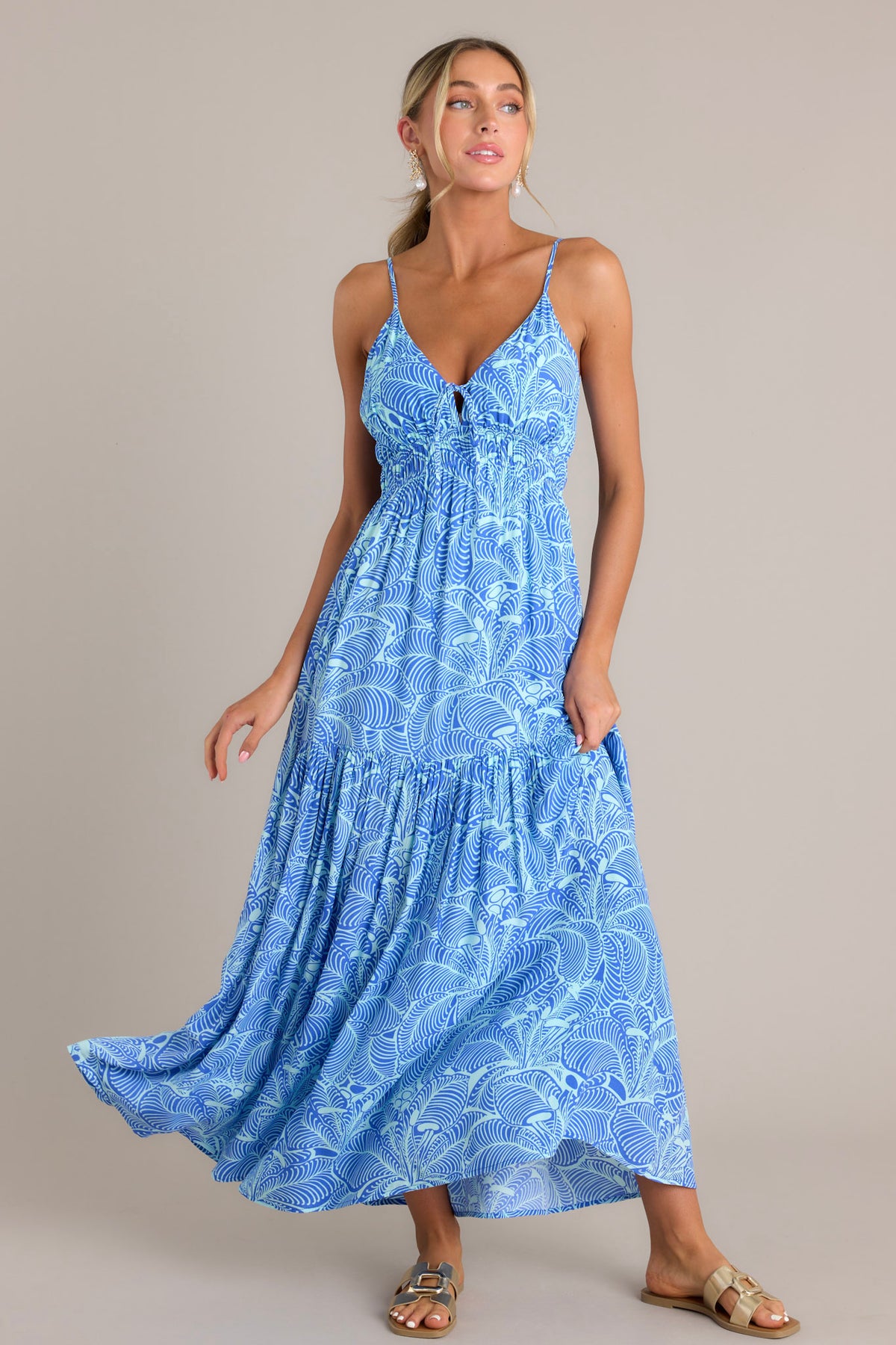 Z Supply Lisbon Arta Floral Blue Wave Maxi Dress | Red Dress