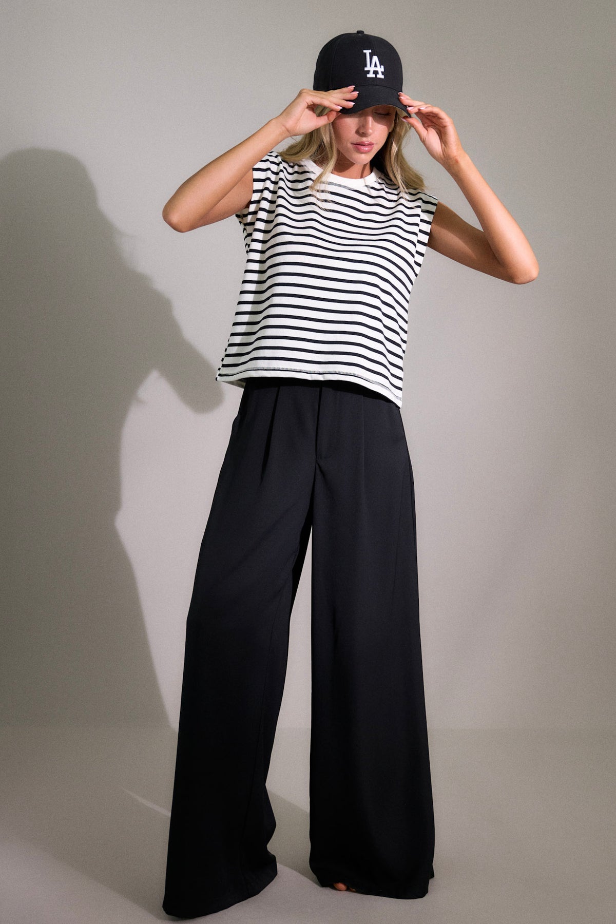 White Stripe Cap Sleeve Top - All Tops | Red Dress