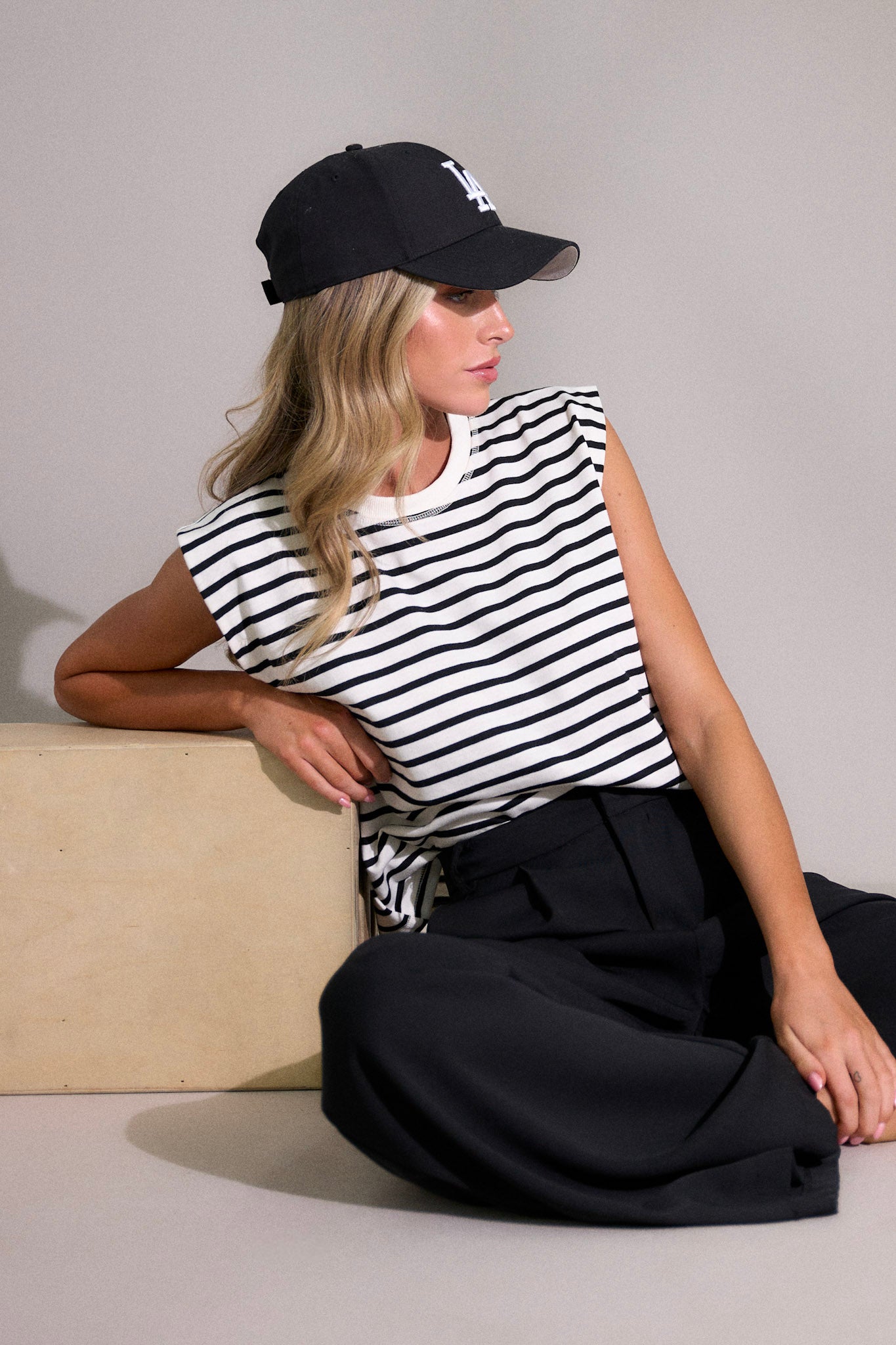 White Stripe Cap Sleeve Top - All Tops | Red Dress