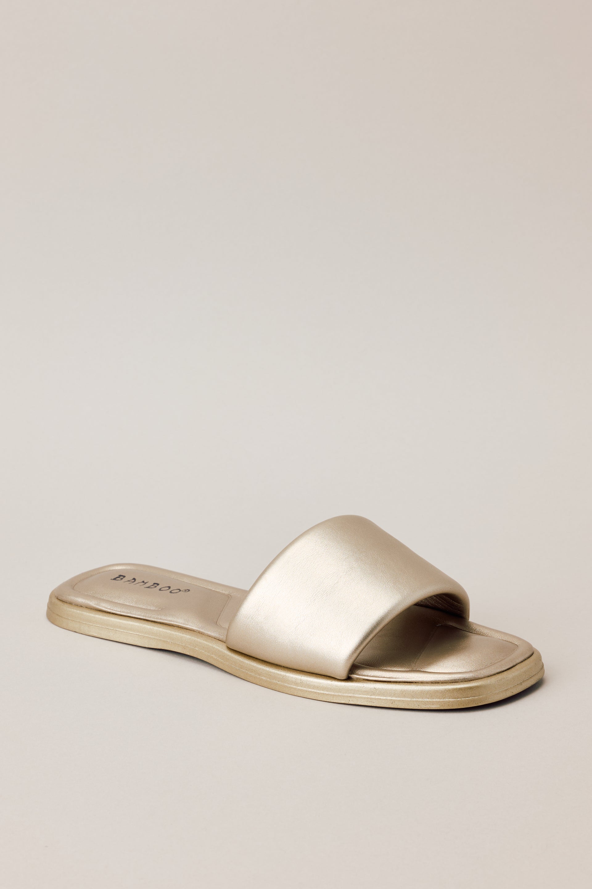 Gold Metallic Slip On Sandals - All Sandals | Red Dress
