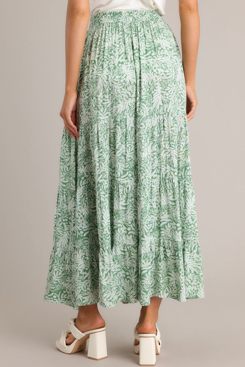 Light Green Floral Maxi Skirt - All Bottoms | Red Dress