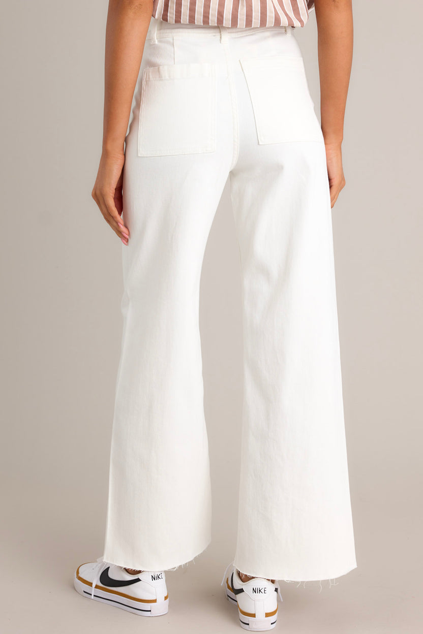 Ivory Wide Leg Jeans - All Pants | Red Dress