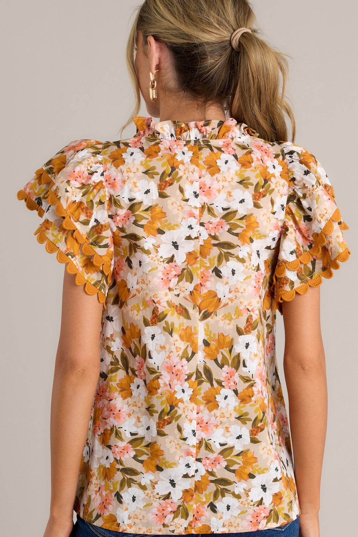 100% Cotton Honey Yellow Floral Top