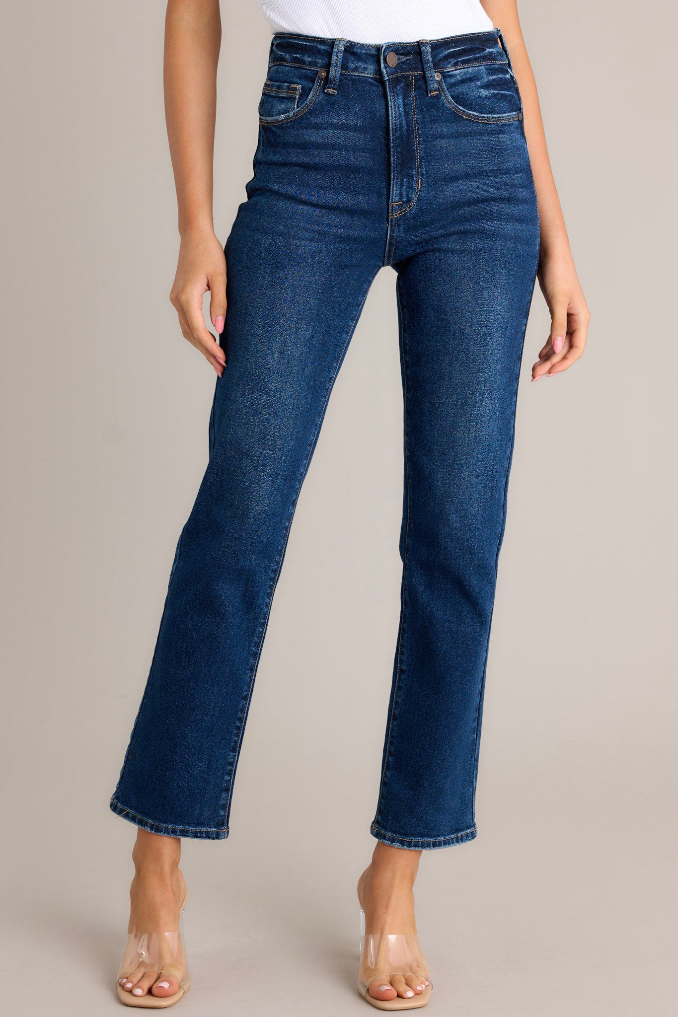 Dark Wash Straight Leg Jeans - All Denim | Red Dress