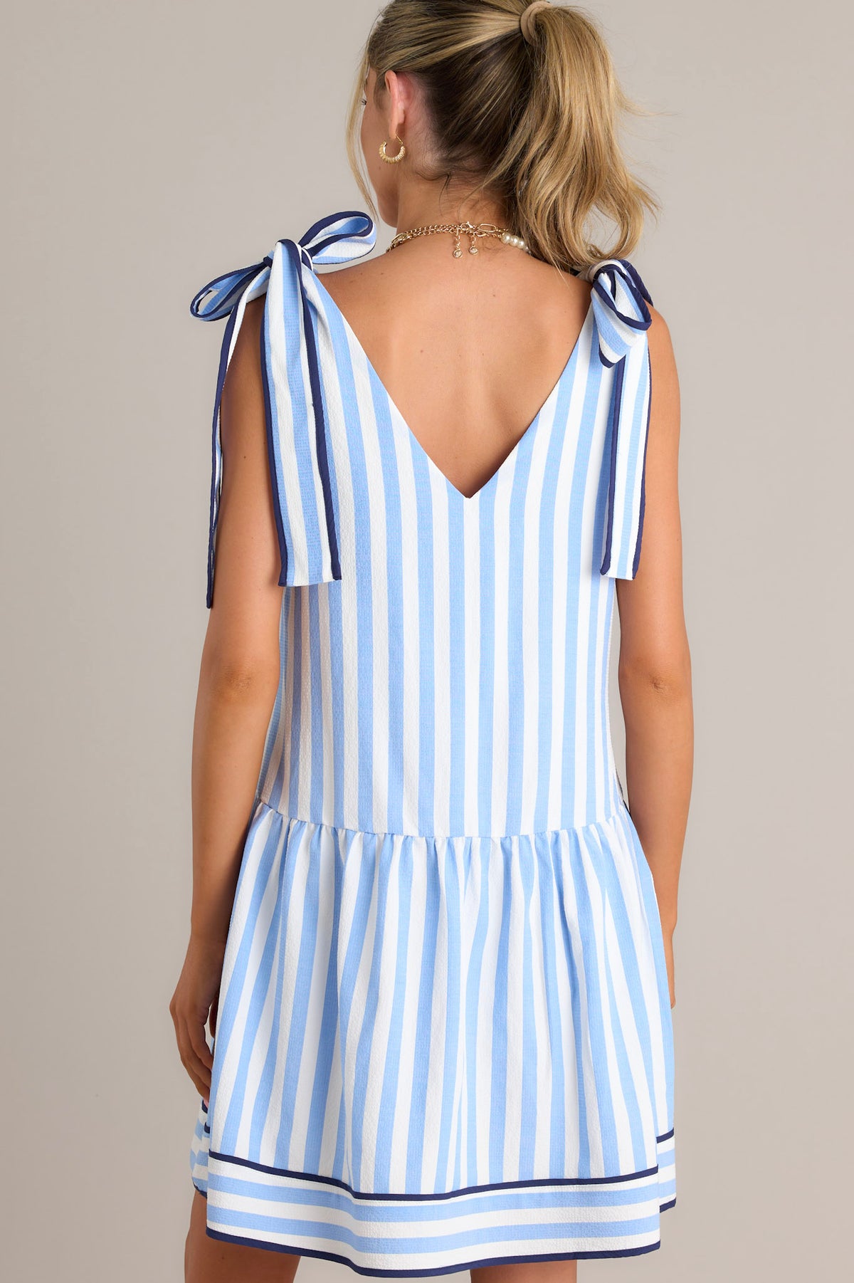 Blue Stripe Mini Dress - All Dresses | Red Dress