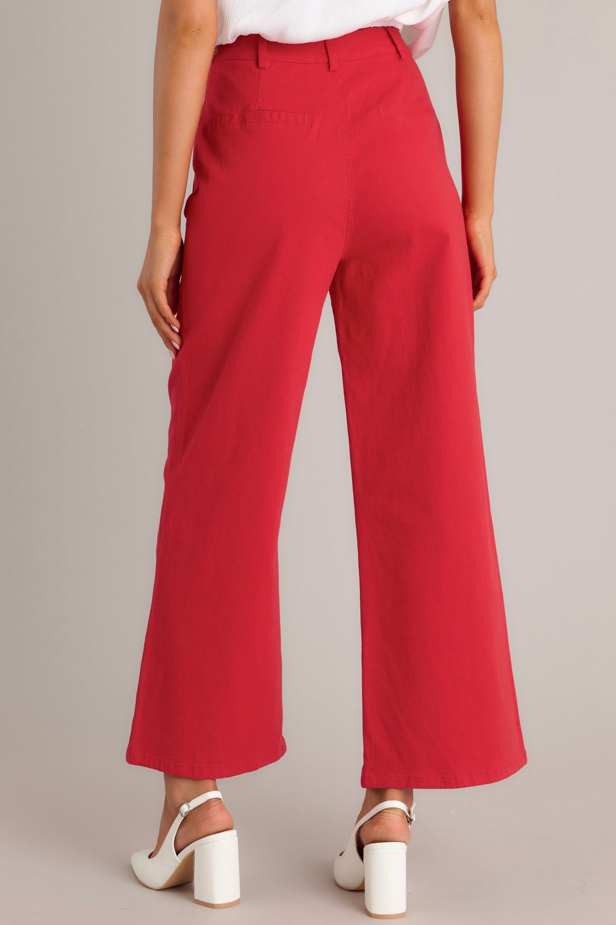 Red Wide Leg Cotton Blend Jeans - All Pants | Red Dress