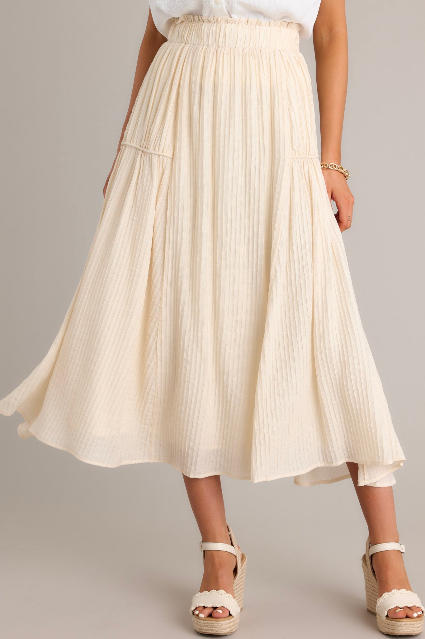 Flowing Beige Maxi Skirt - All Skirts | Red Dress