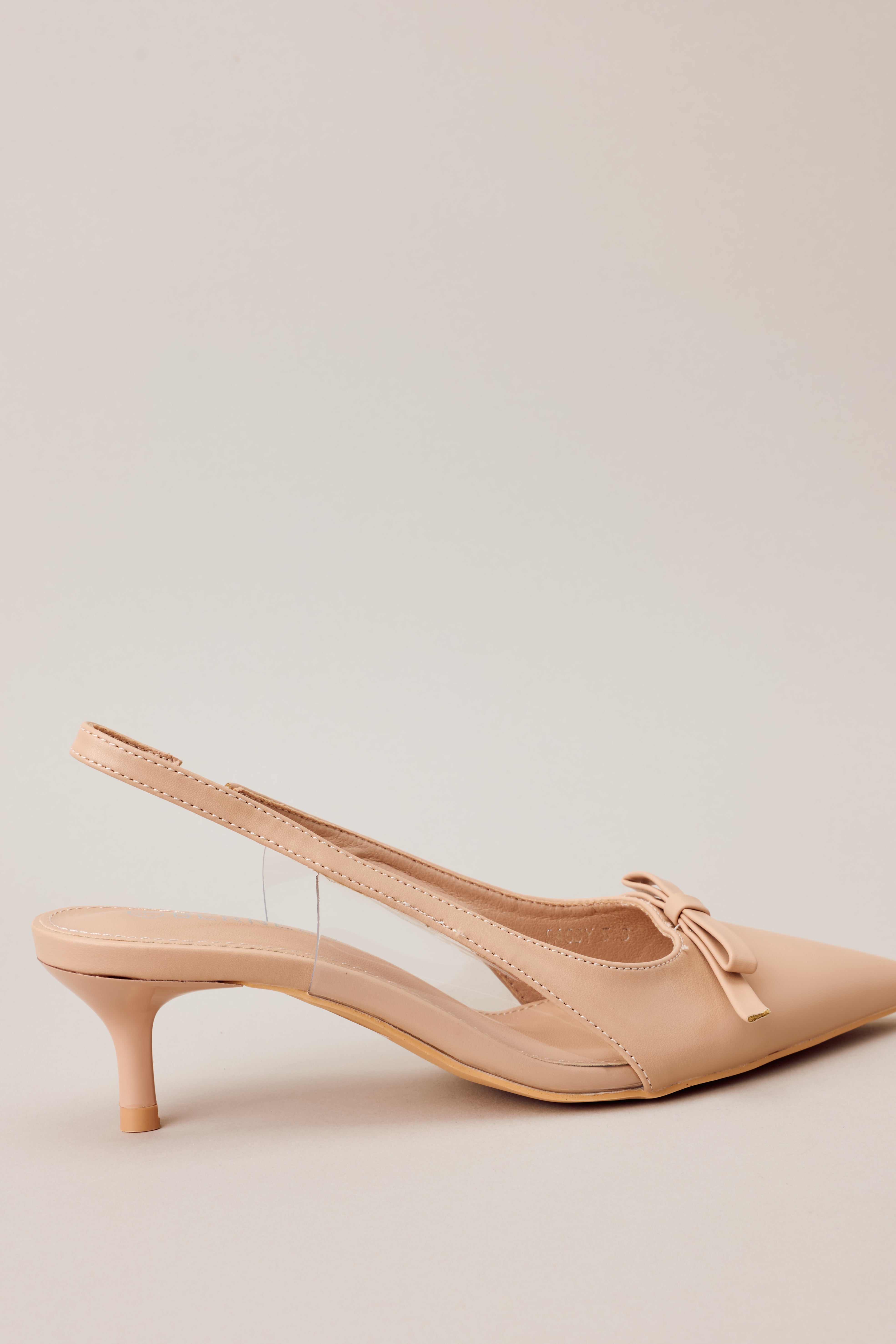 Beige Slingback Kitten Heels - All Shoes | Red Dress