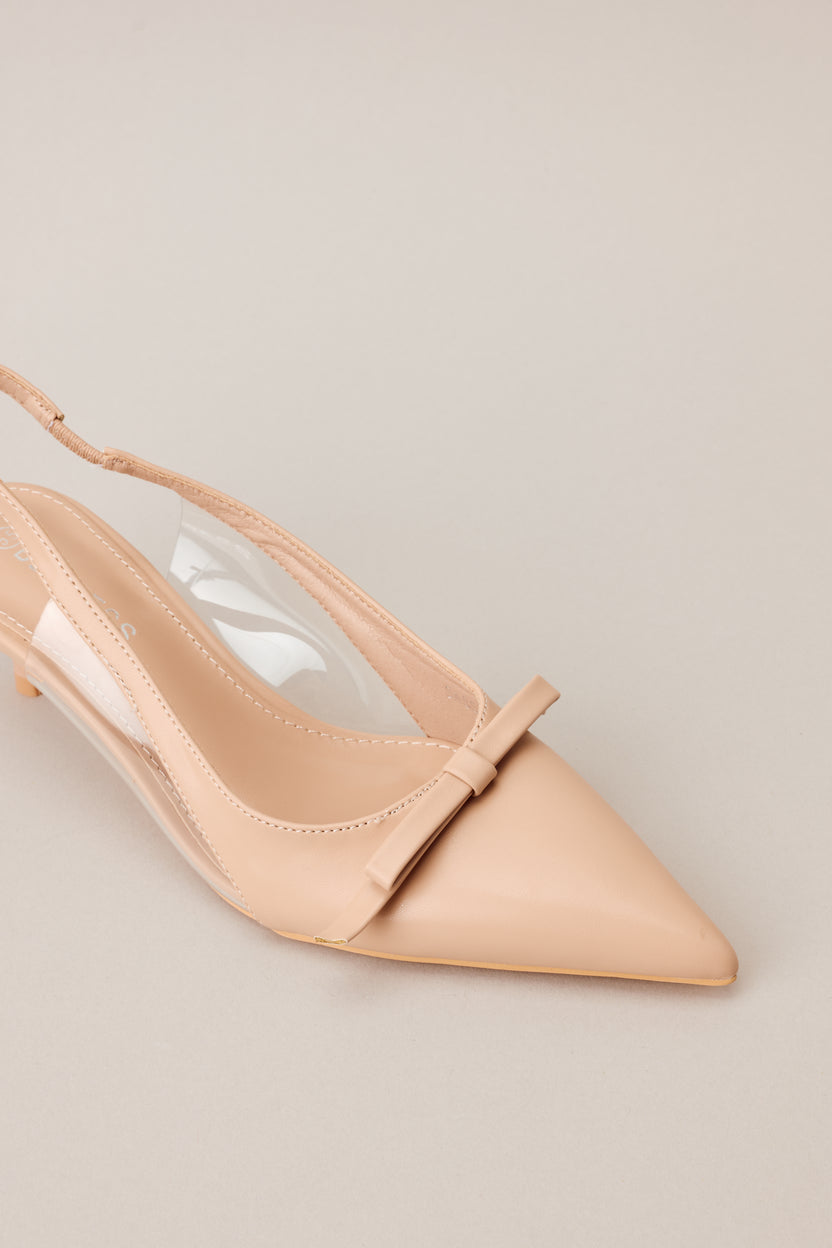 Beige Slingback Kitten Heels - All Shoes | Red Dress