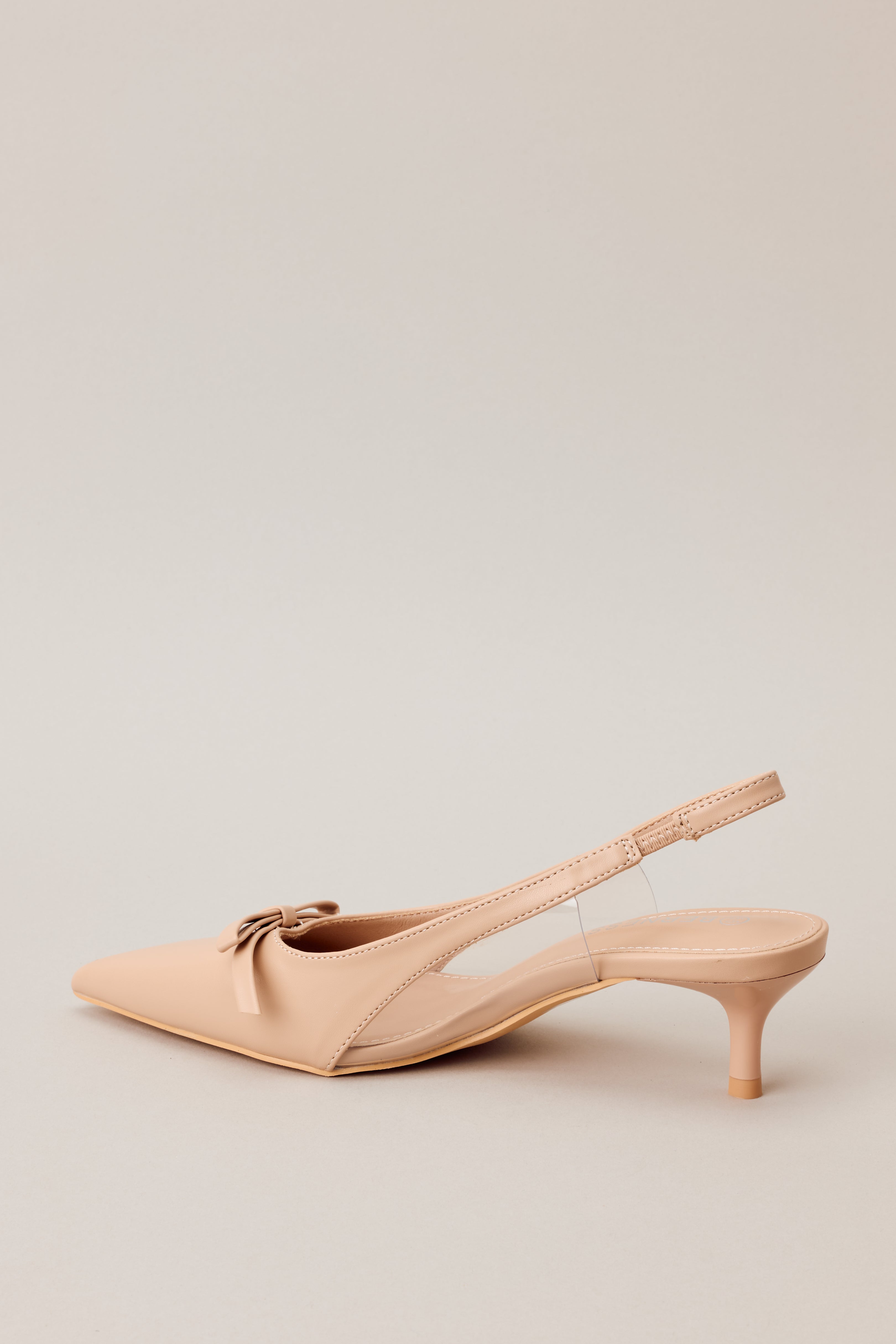Beige Slingback Kitten Heels - All Shoes | Red Dress