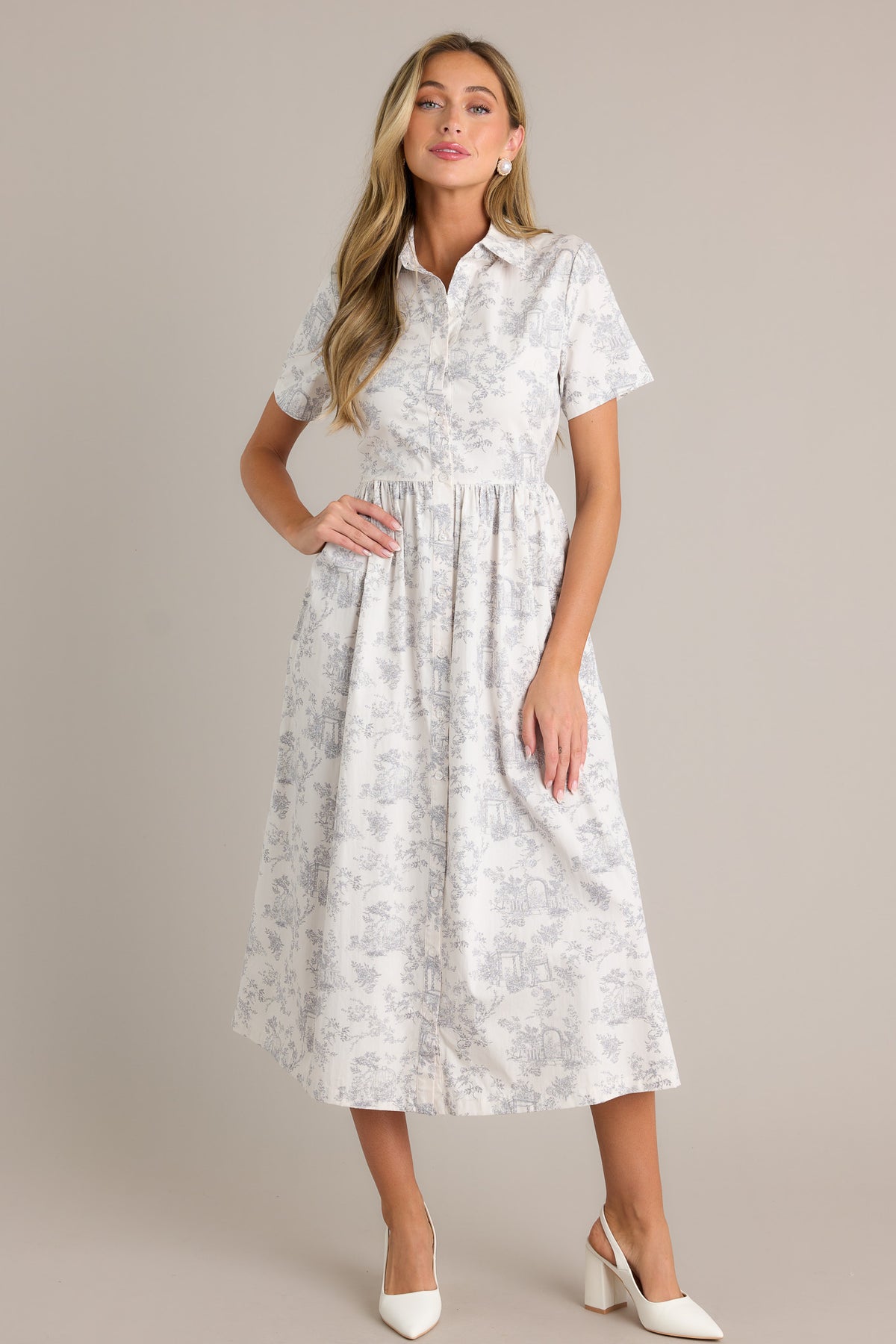 100% Cotton Light Grey Toile Maxi Dress - All Dresses | Red Dress