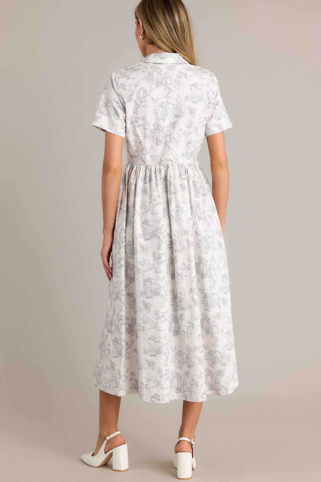 100% Cotton Light Grey Toile Maxi Dress - All Dresses | Red Dress