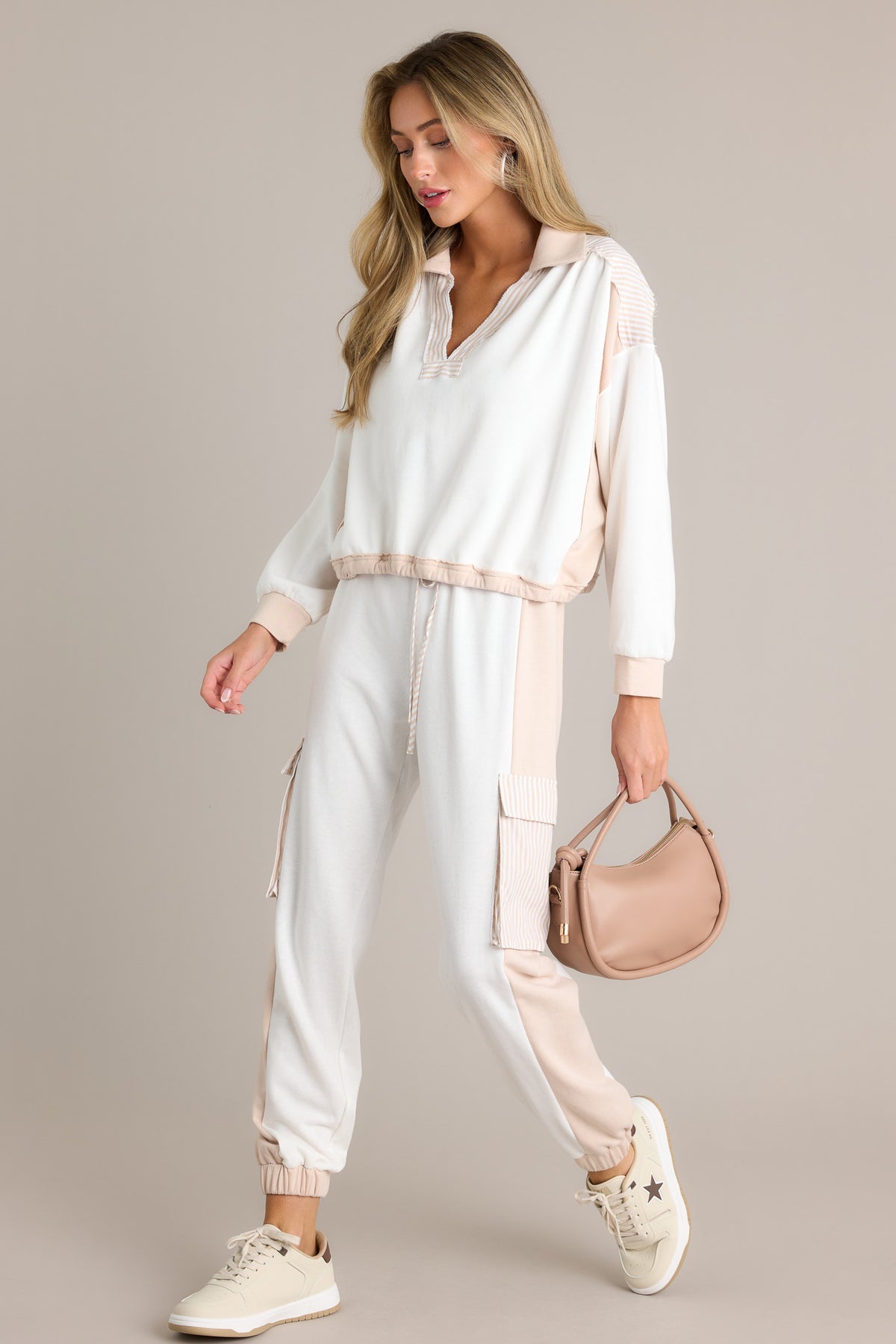 Beige Cargo Jogger Sweatpants - All Bottoms | Red Dress