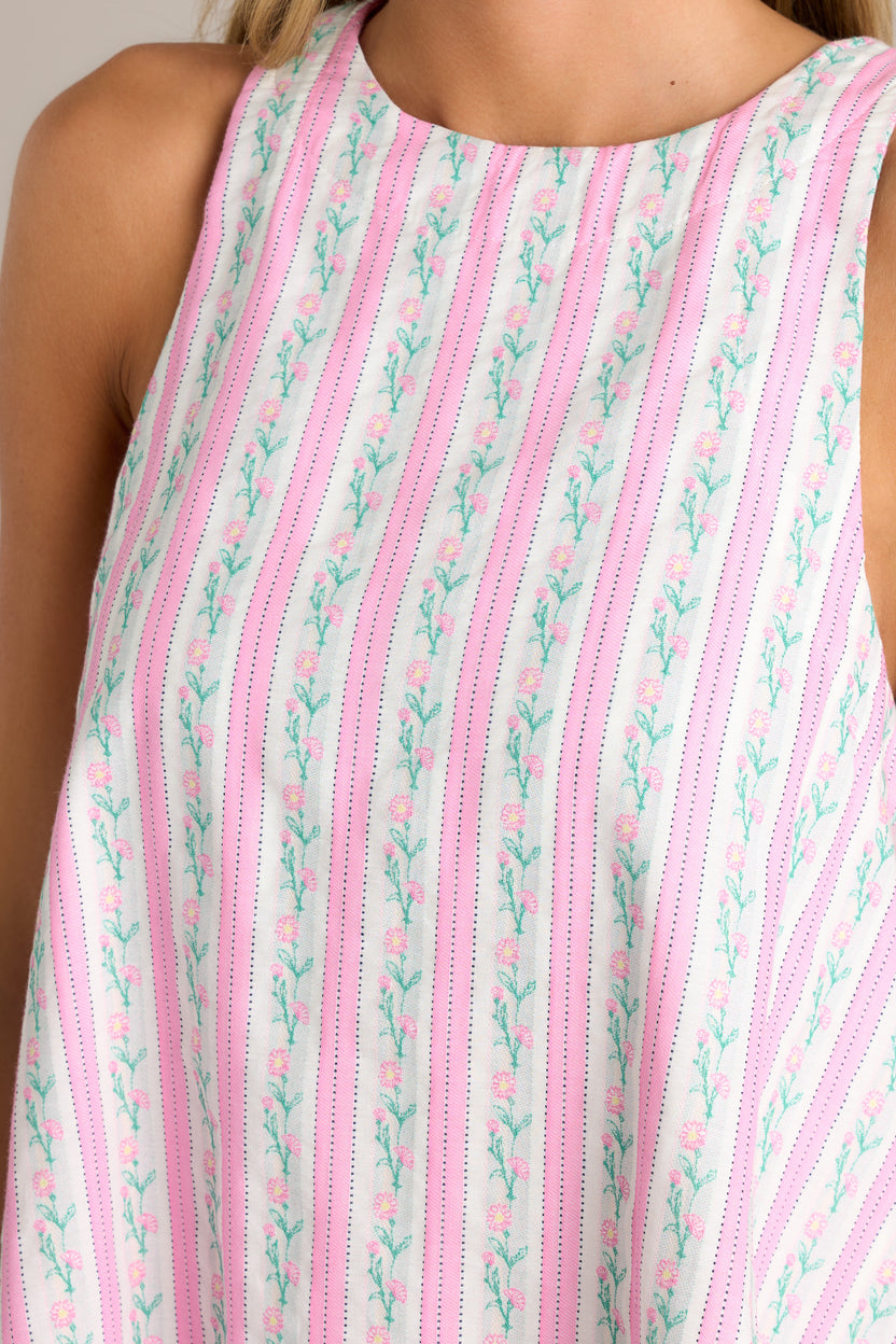 Sleeveless Pink Floral Mini Dress - All Dresses | Red Dress