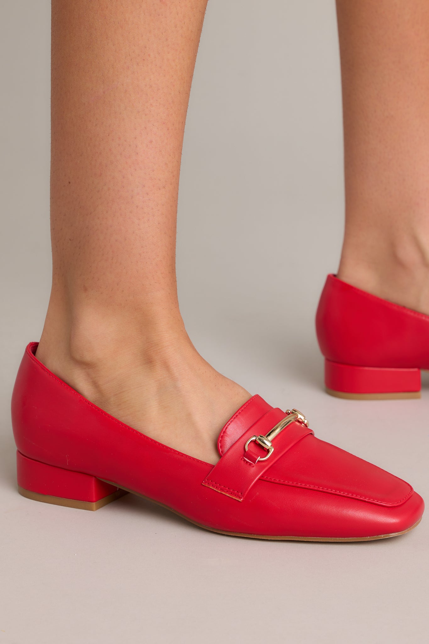 Red Vegan Leather Loafers - All Shoes | Red Dress
