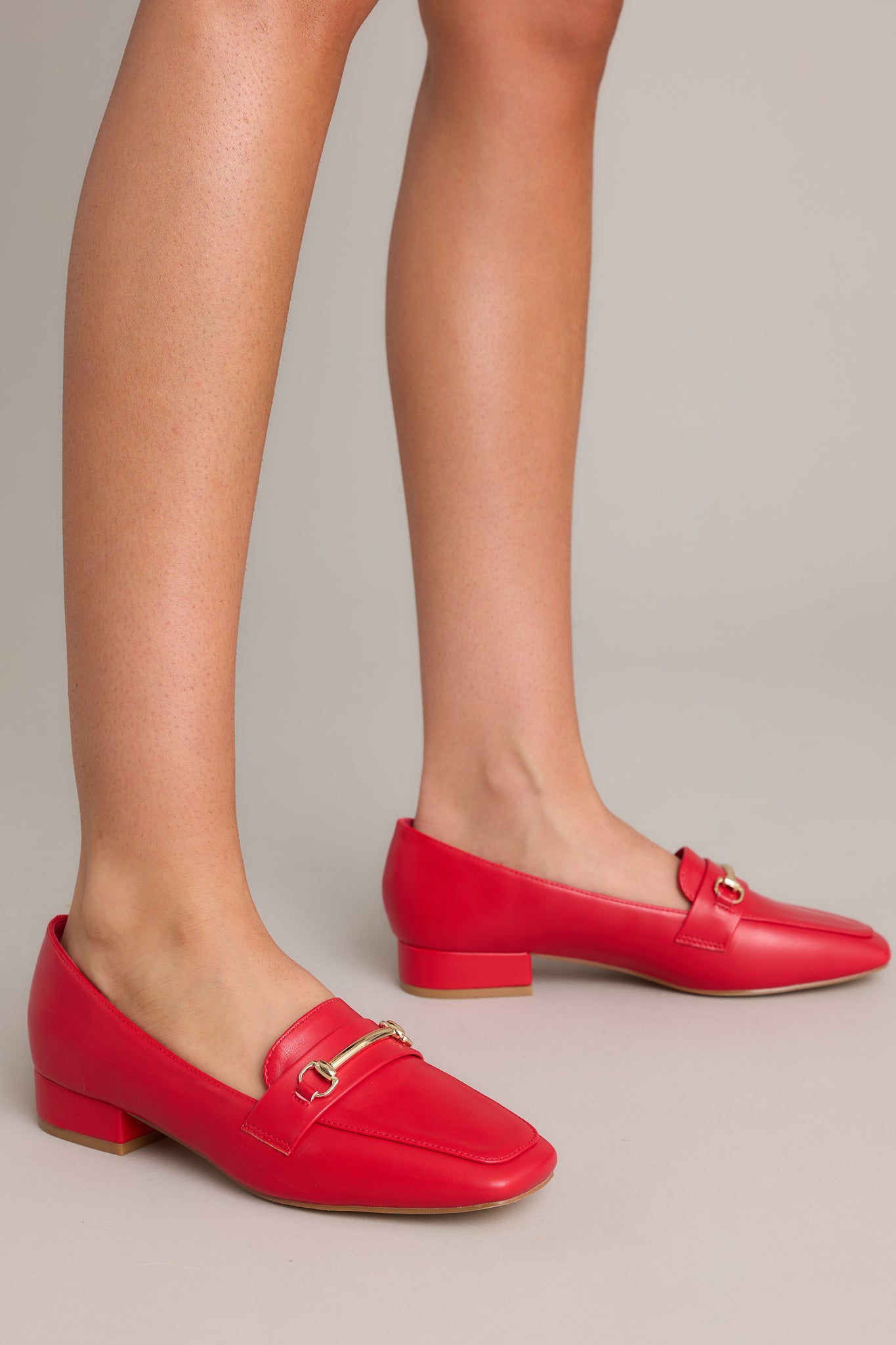 Red Vegan Leather Loafers - All Shoes | Red Dress