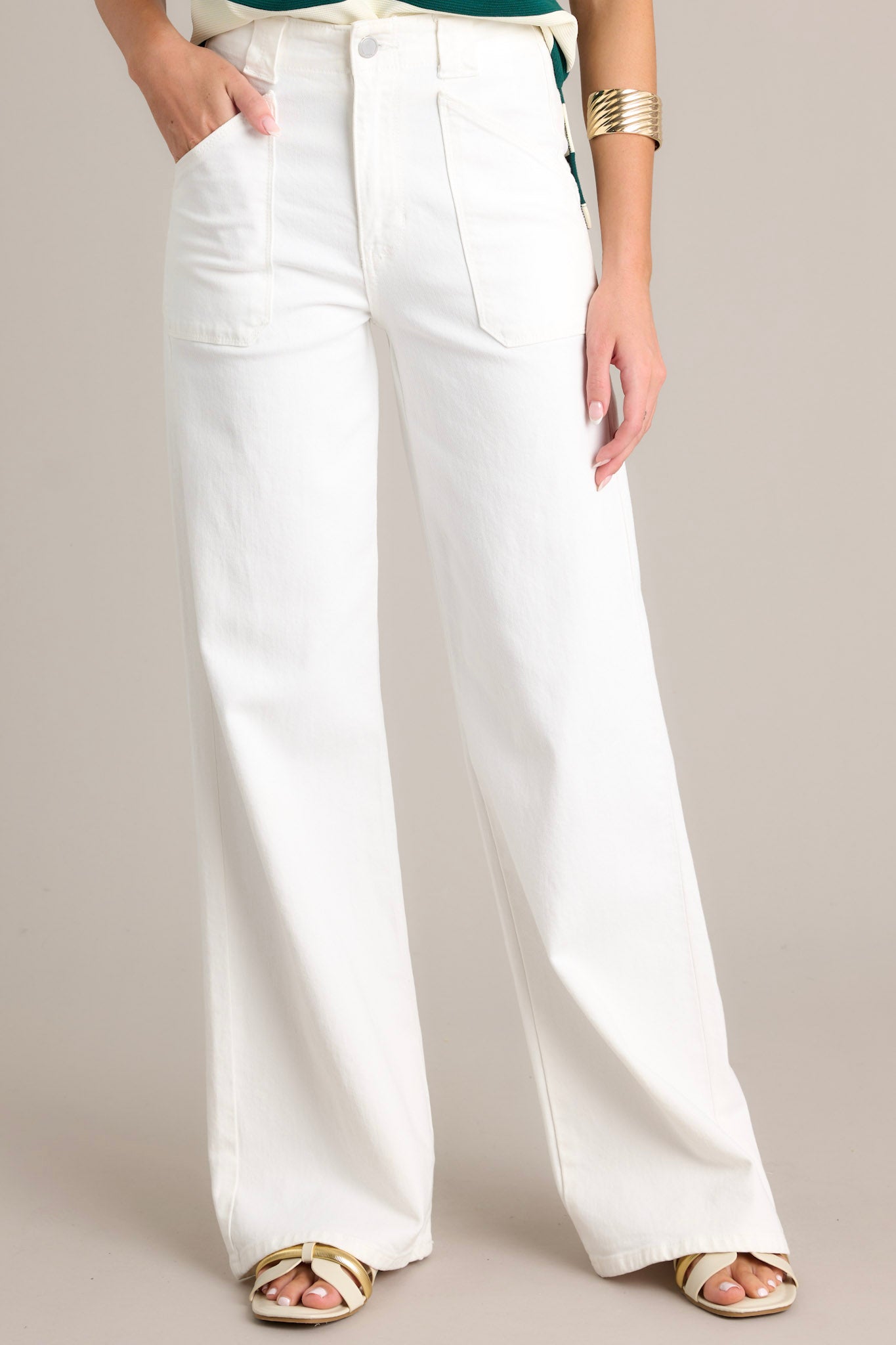 White Wide Leg Jeans - All Denim | Red Dress