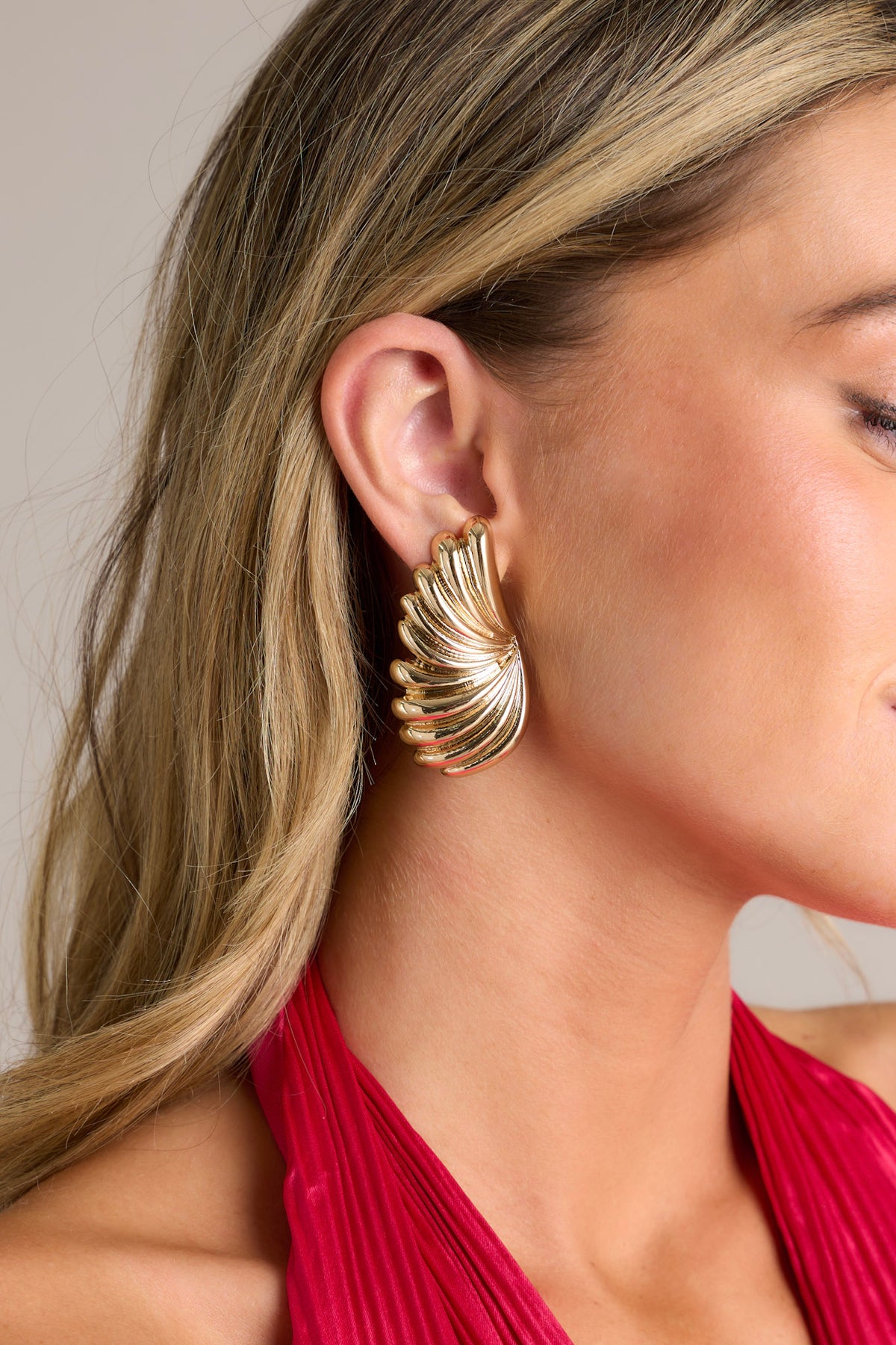 Textured Gold Earrings - All Earrings | Red Dress