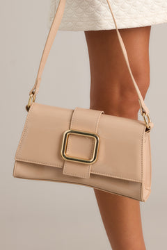 Beige Glossy Handbag - All Accessories | Red Dress