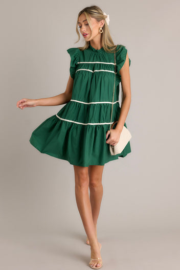 Green Ruffle Sleeve Mini Dress - All Dresses | Red Dress