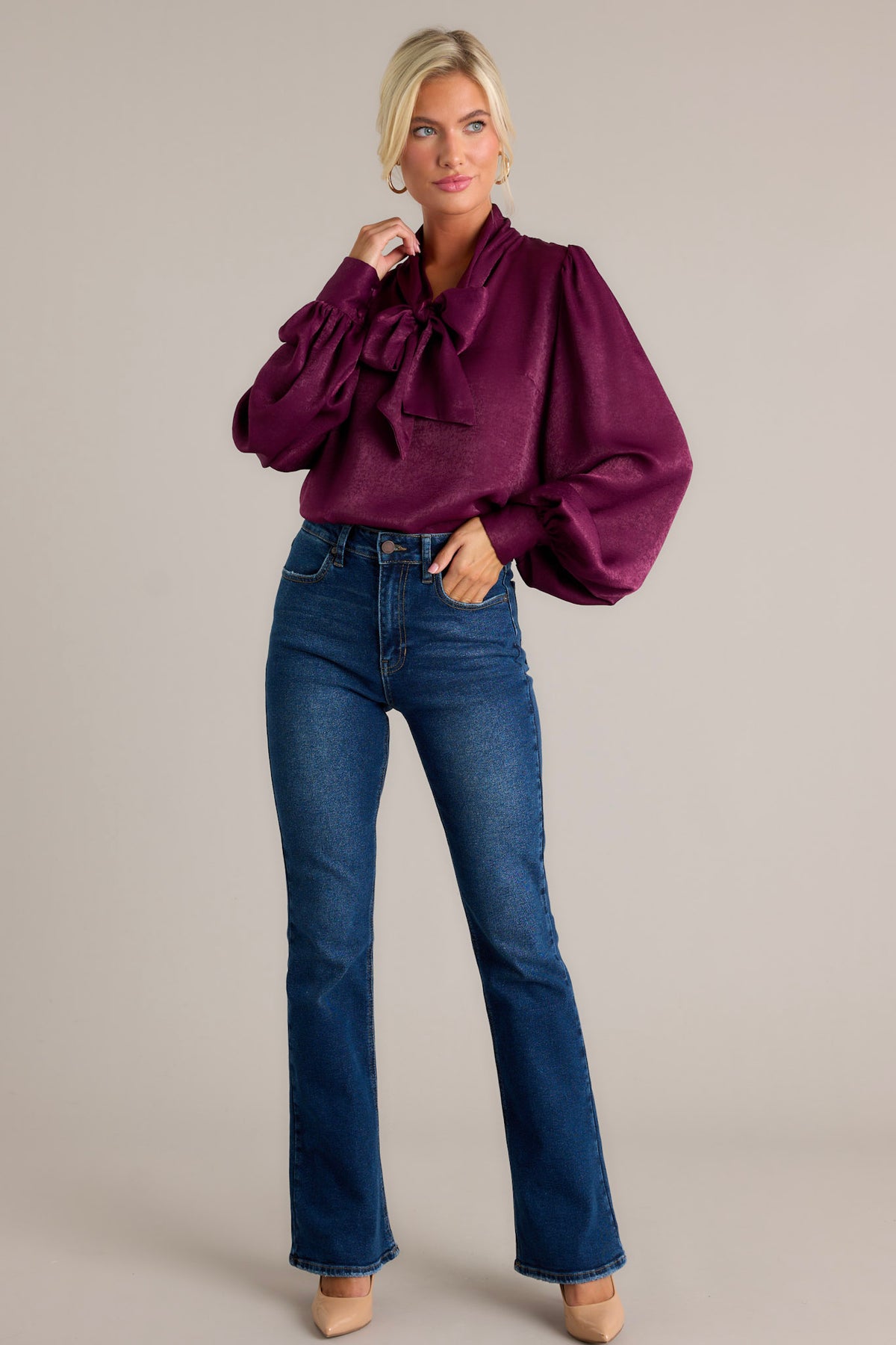 Dark Wash Flare Jeans - Clean Denim | Red Dress