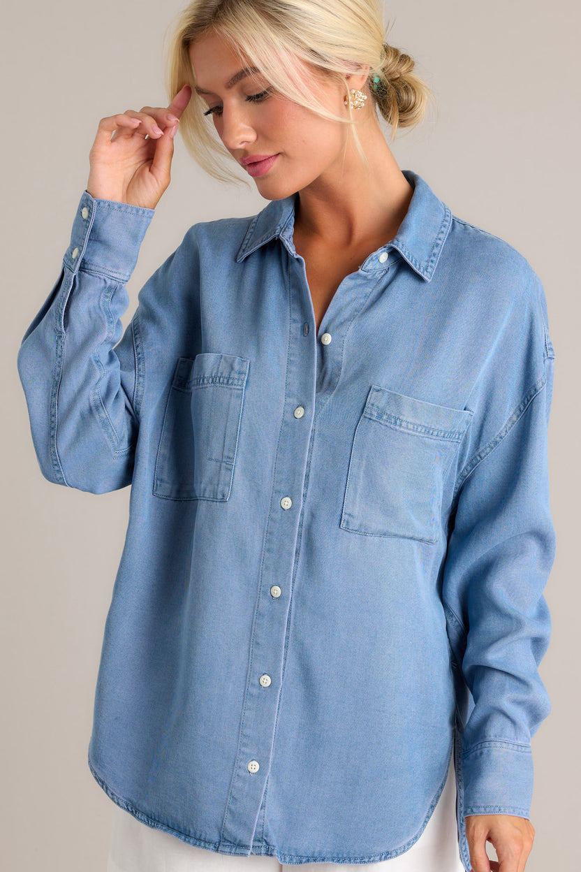 Z Supply Colbie Sun Bleached Chambray Top - All Tops | Red Dress