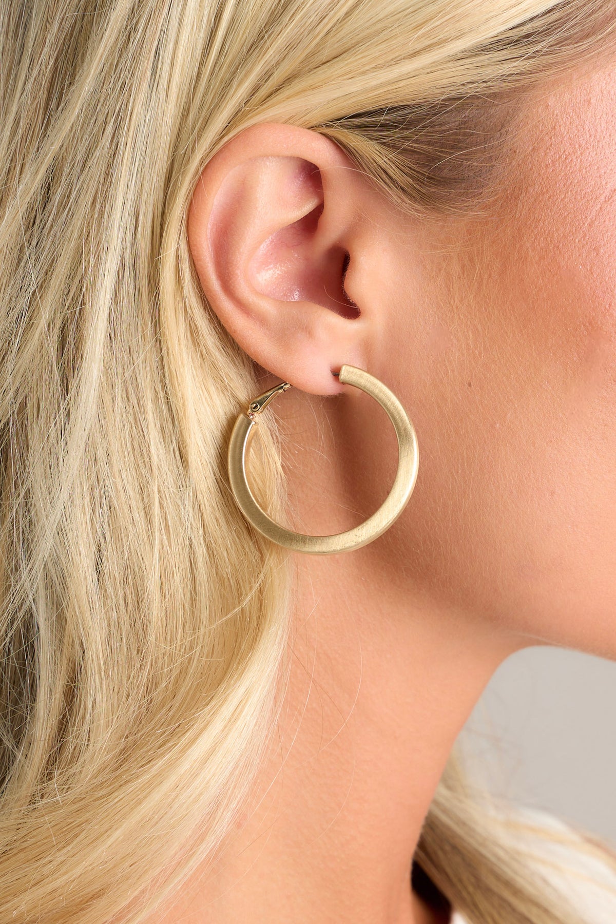 Matte Gold Hoop Earrings - All Jewelry | Red Dress