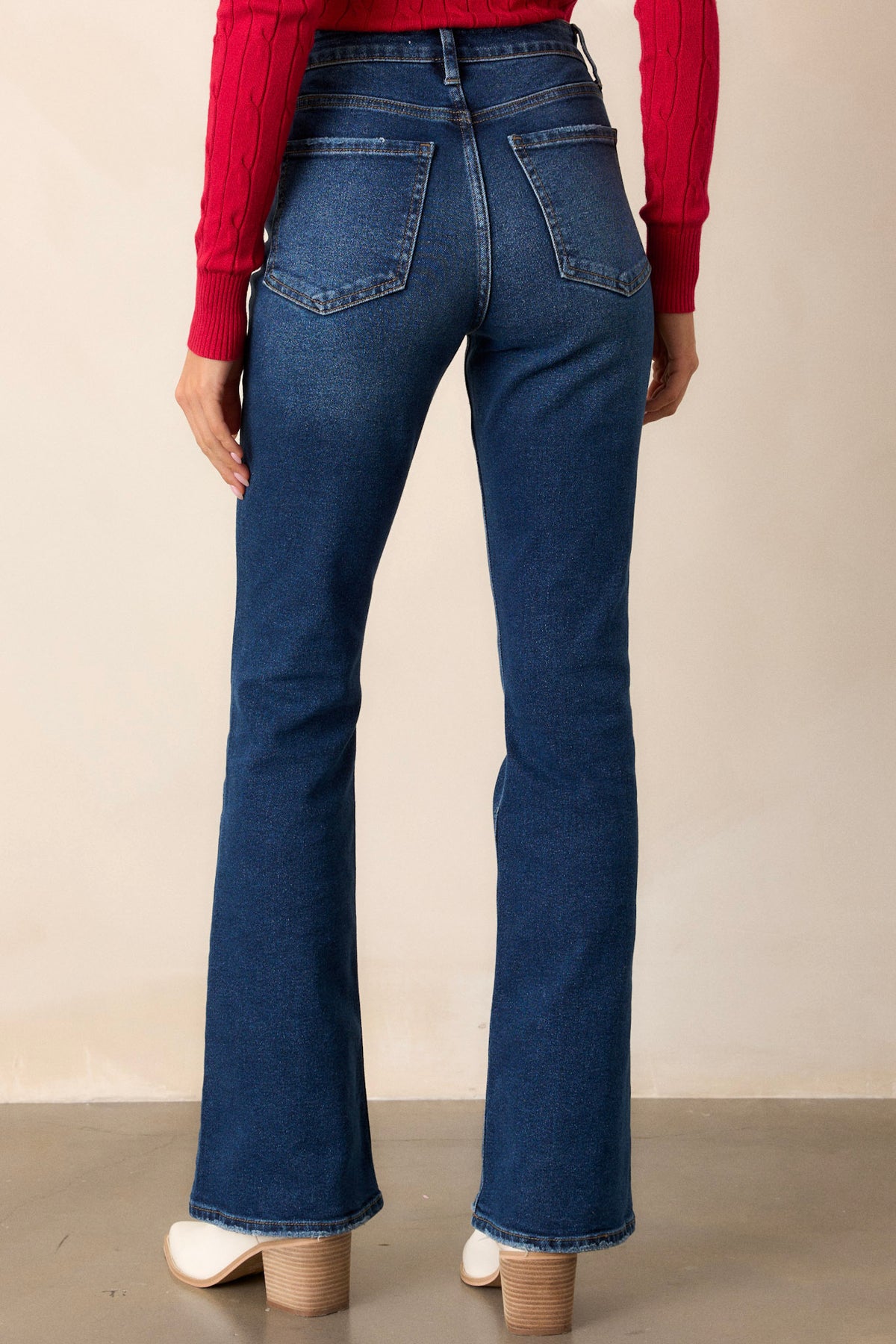 Dark Wash Flare Jeans - Clean Denim | Red Dress