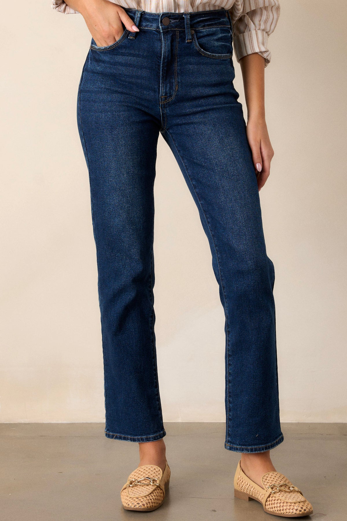 Dark Wash Straight Leg Jeans - All Denim | Red Dress