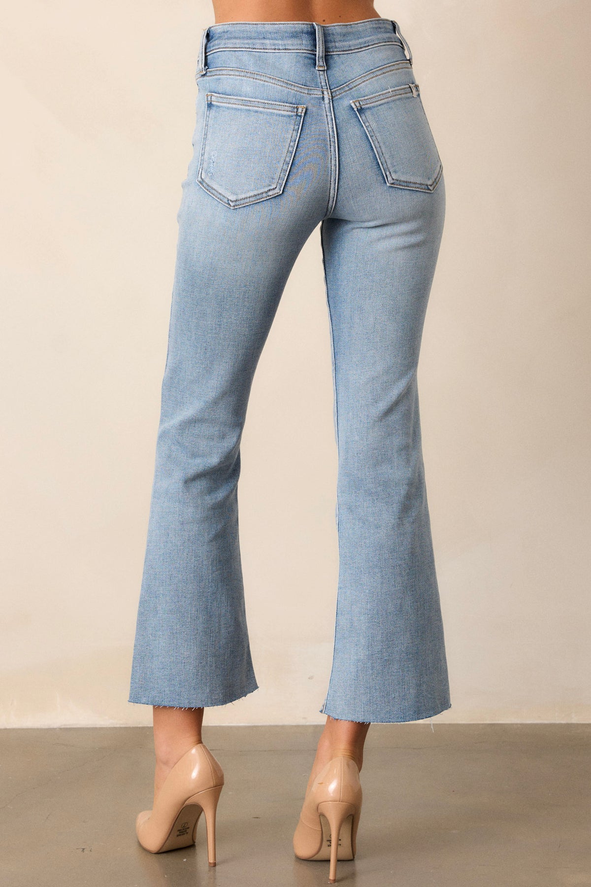 Light Wash Cropped Flare Jeans - All Denim | Red Dress