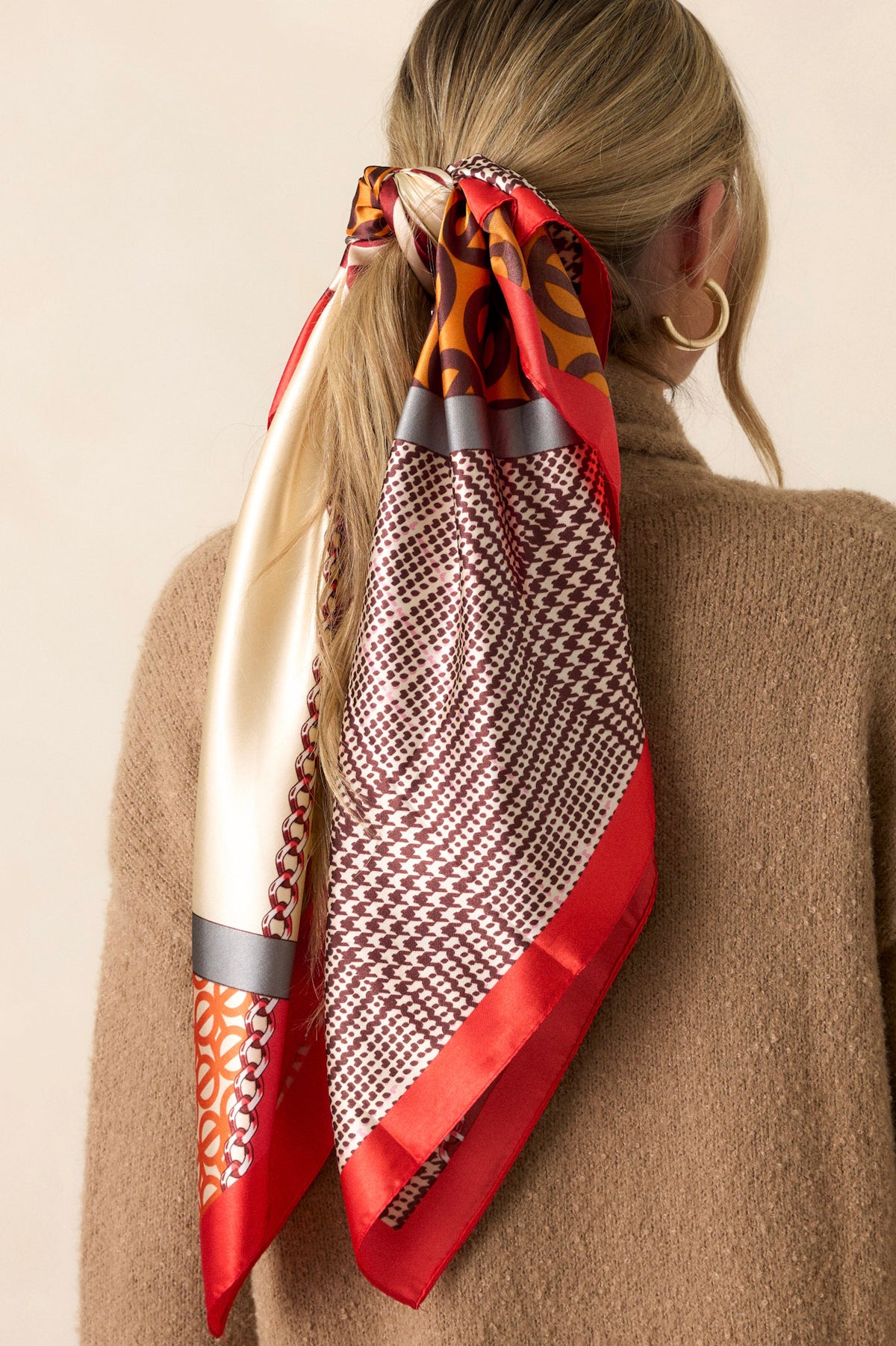 Red Checkered Silky Scarf - All Accessories | Red Dress
