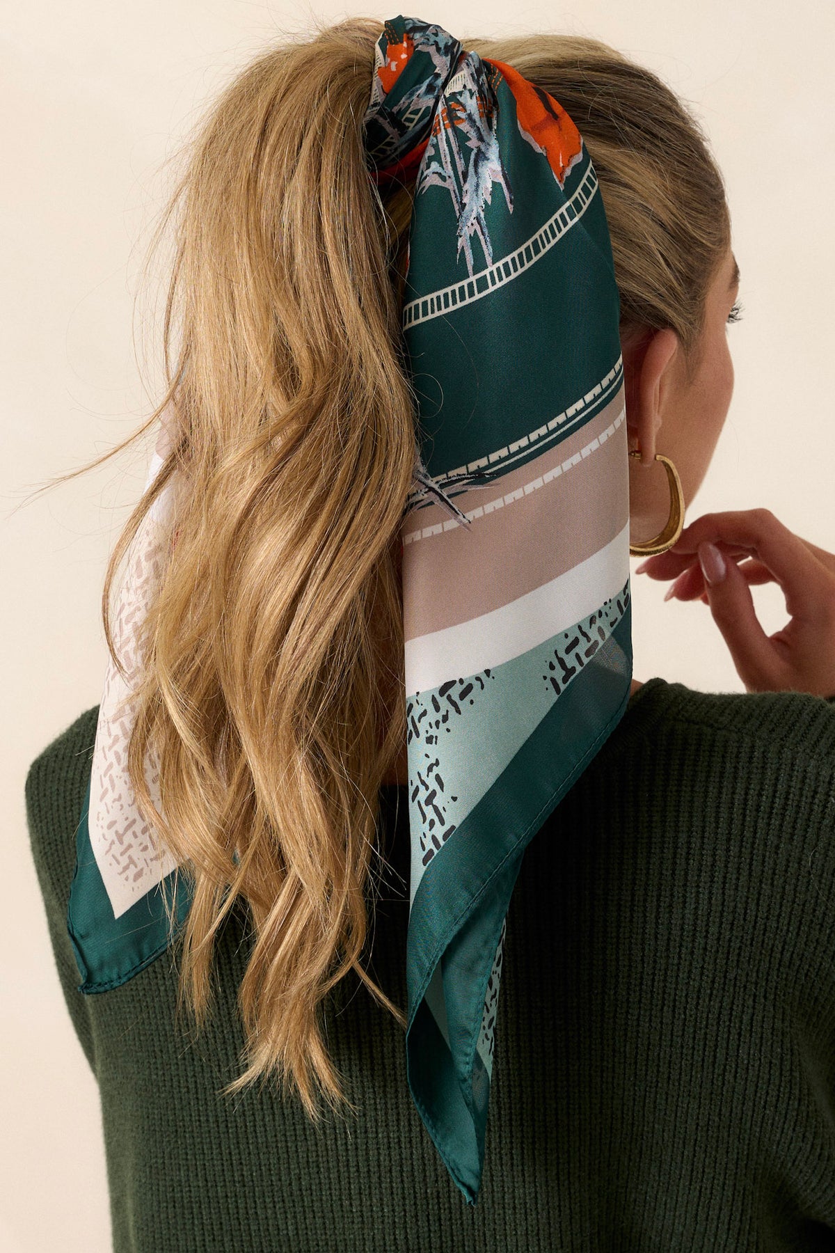 Hunter Green Multi Print Scarf - All Accessories | Red Dress
